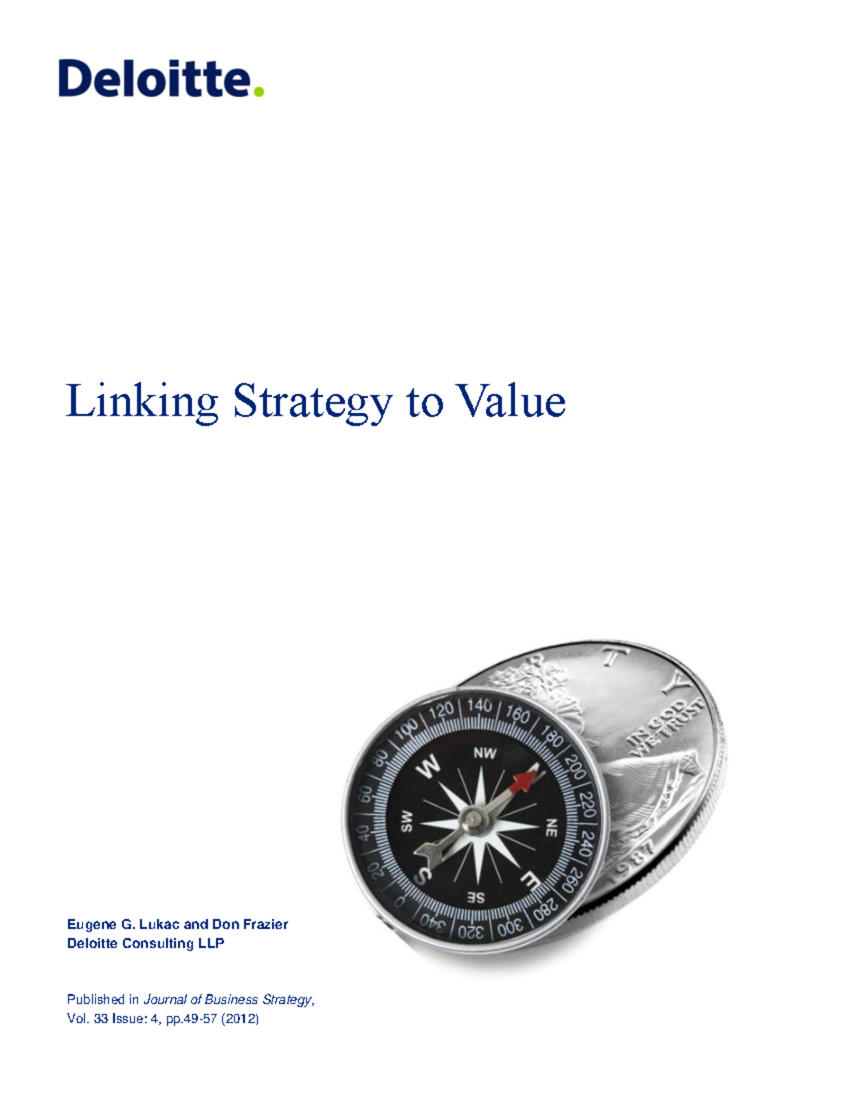 2012 linking strategy to value deloitte ireland - Linking Strategy to ...