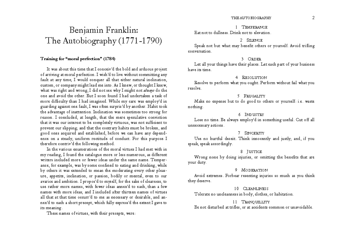 3- Benjamin Franklin - Benjamin Franklin: The Autobiography (1771-1790 ...