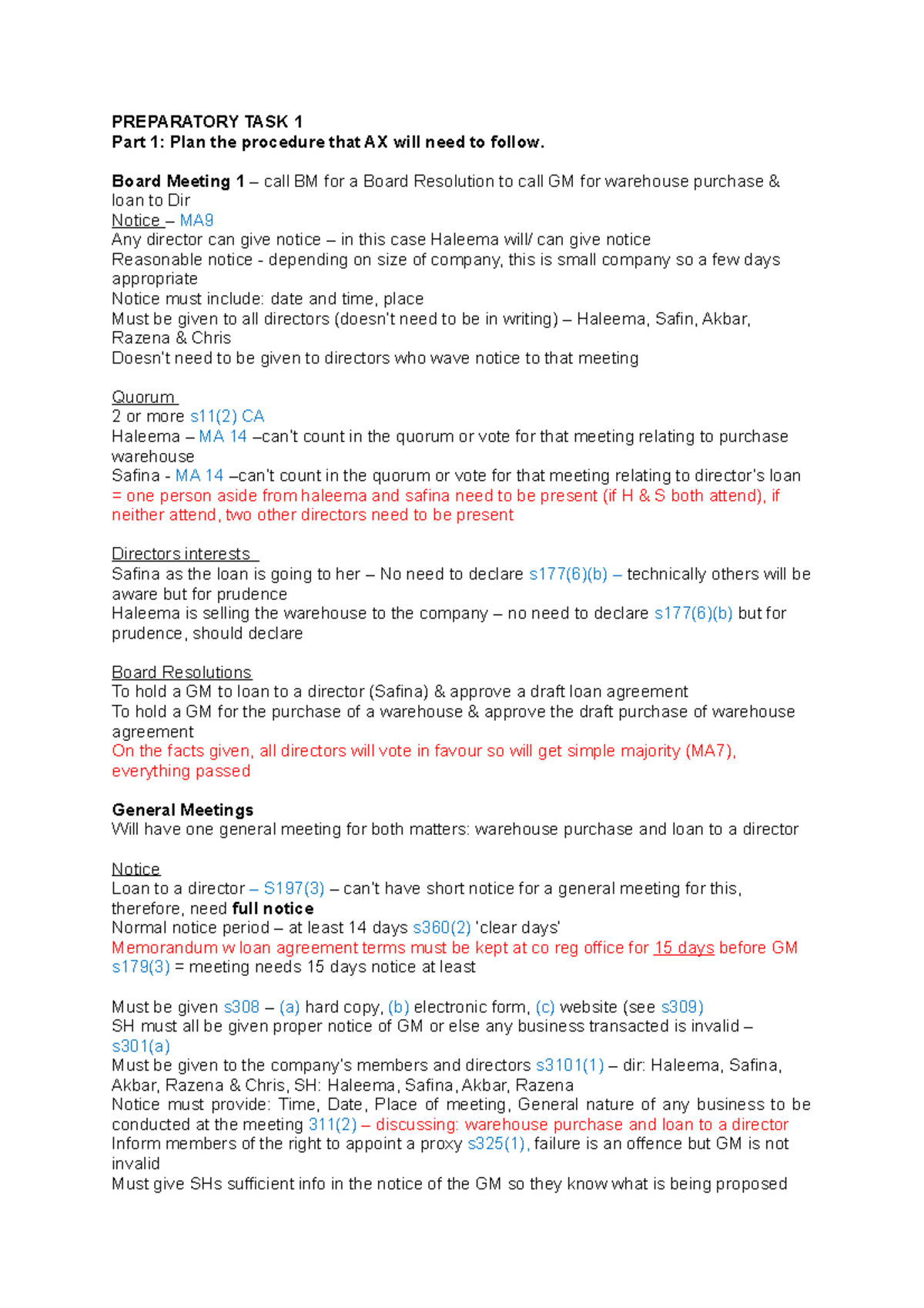 BLP 9 - BLP WORKSHOP 9 NOTES - PREPARATORY TASK 1 Part 1: Plan the ...