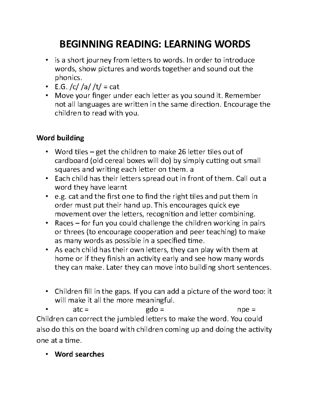 Beginning Reading Learning Words - BEGINNING READING: LEARNING WORDS is ...