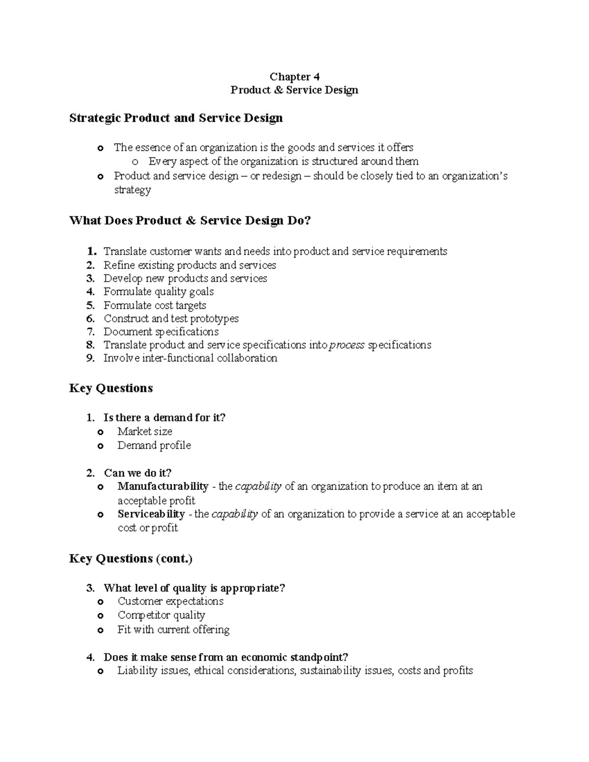 Operations Management 7 - Chapter 4 Product & Service Design Strategic ...