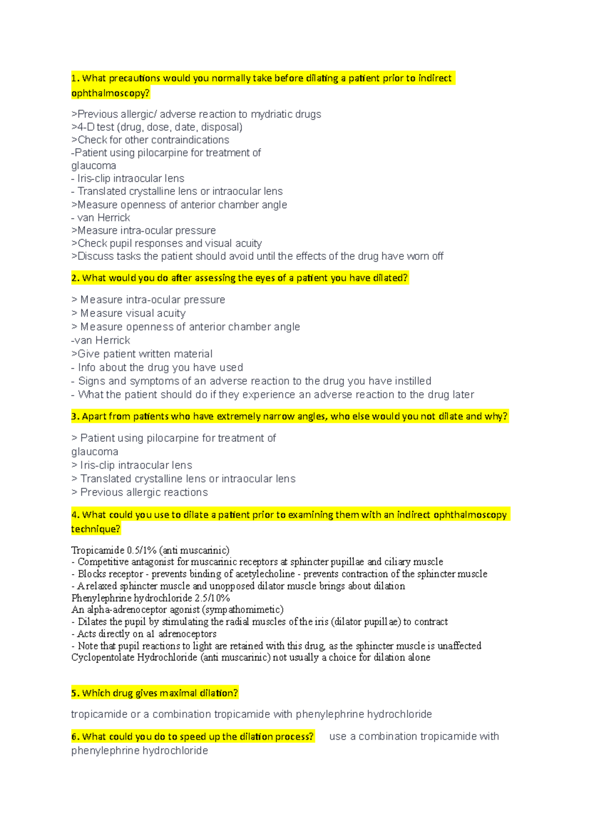 FIT VIVA QS - FIT VIVA - What precautions would you normally take before dilating a patient ...