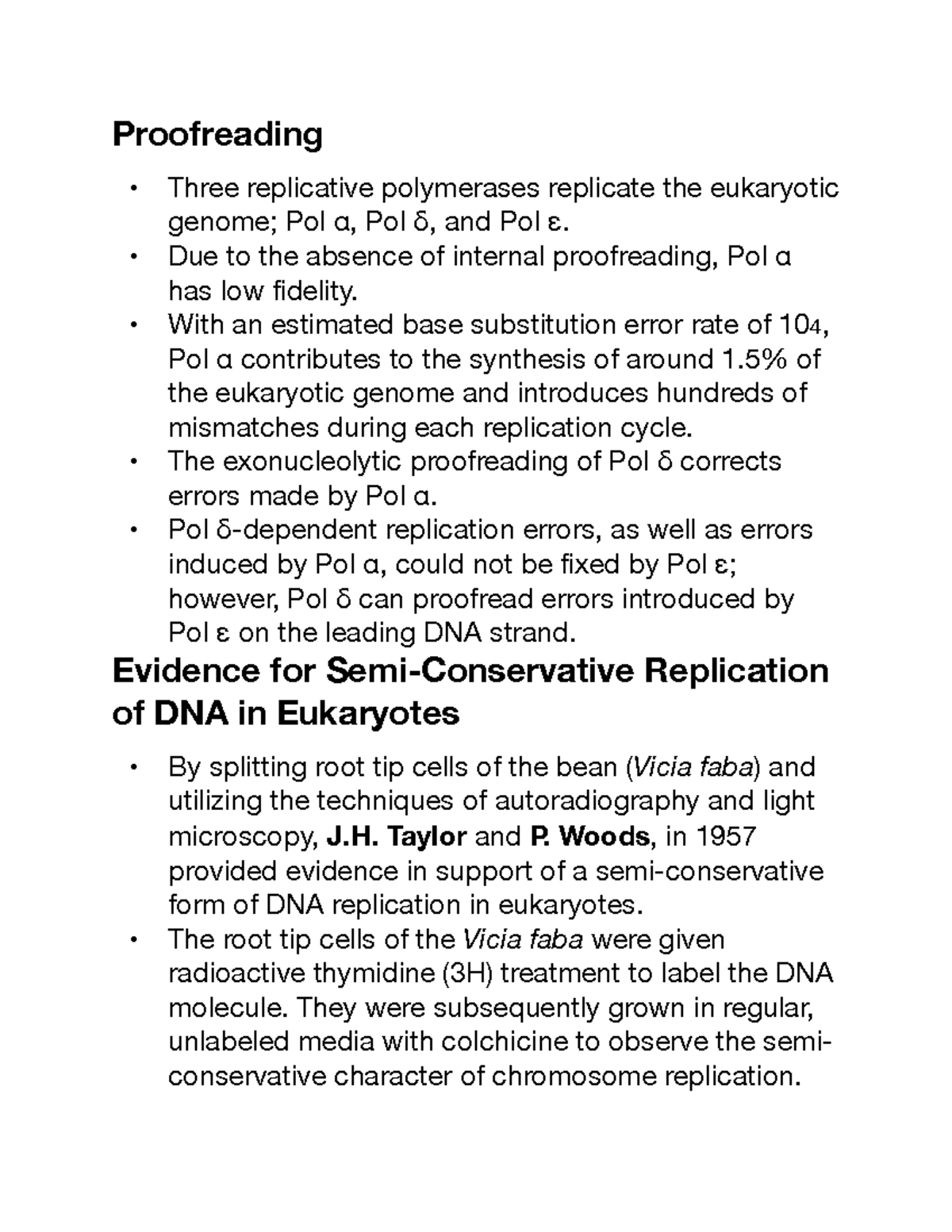 Bio 19 - Notes - Proofreading Three replicative polymerases replicate ...