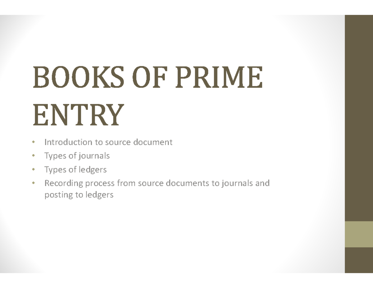 This Is Topic 5 Which Is - Books OF Prime Entry - Introduction to ...