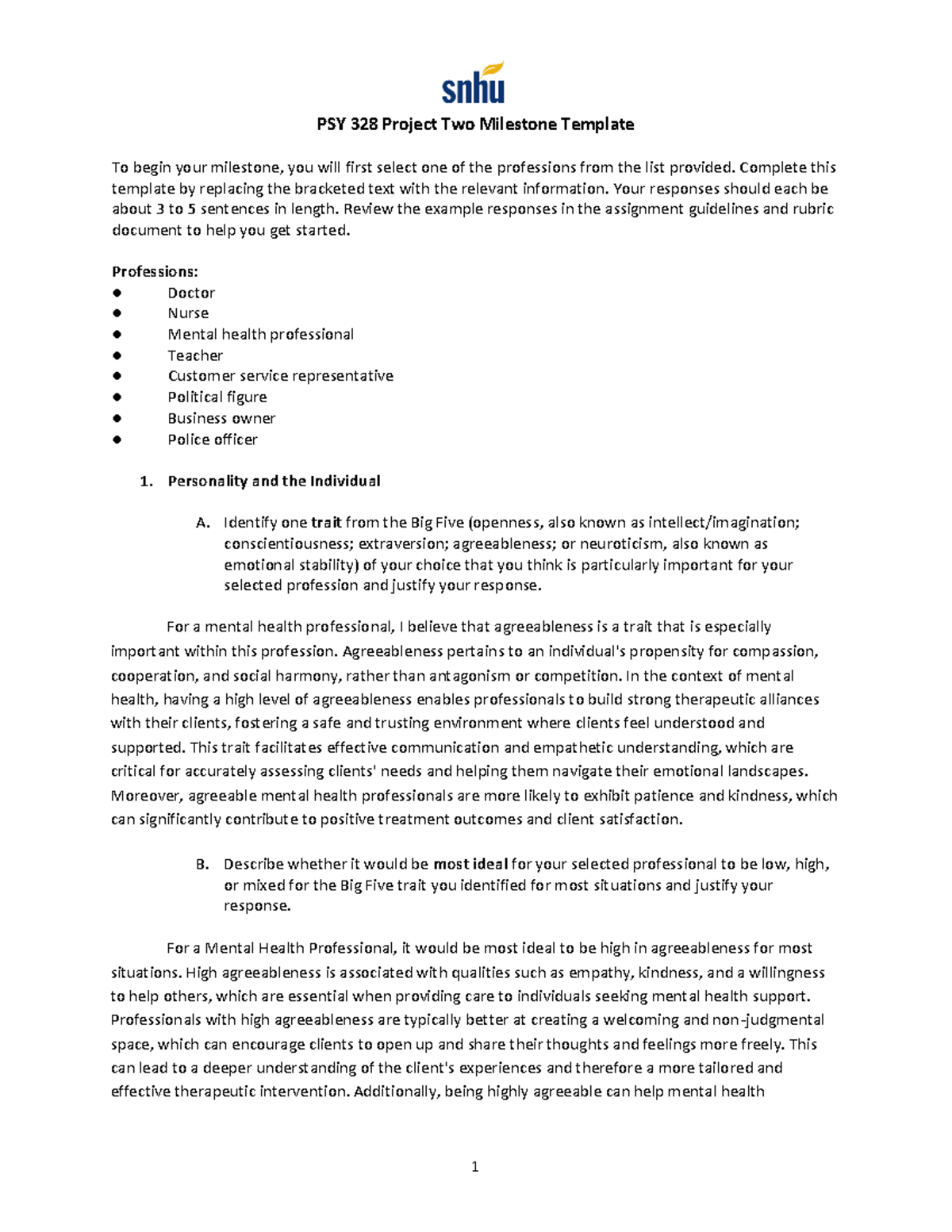 5-3 Project Two Milestone-PSY328 - PSY 328 Project Two Milestone ...