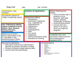 Drug card week one 2:3 - Drug cards - Drug Card Name ...