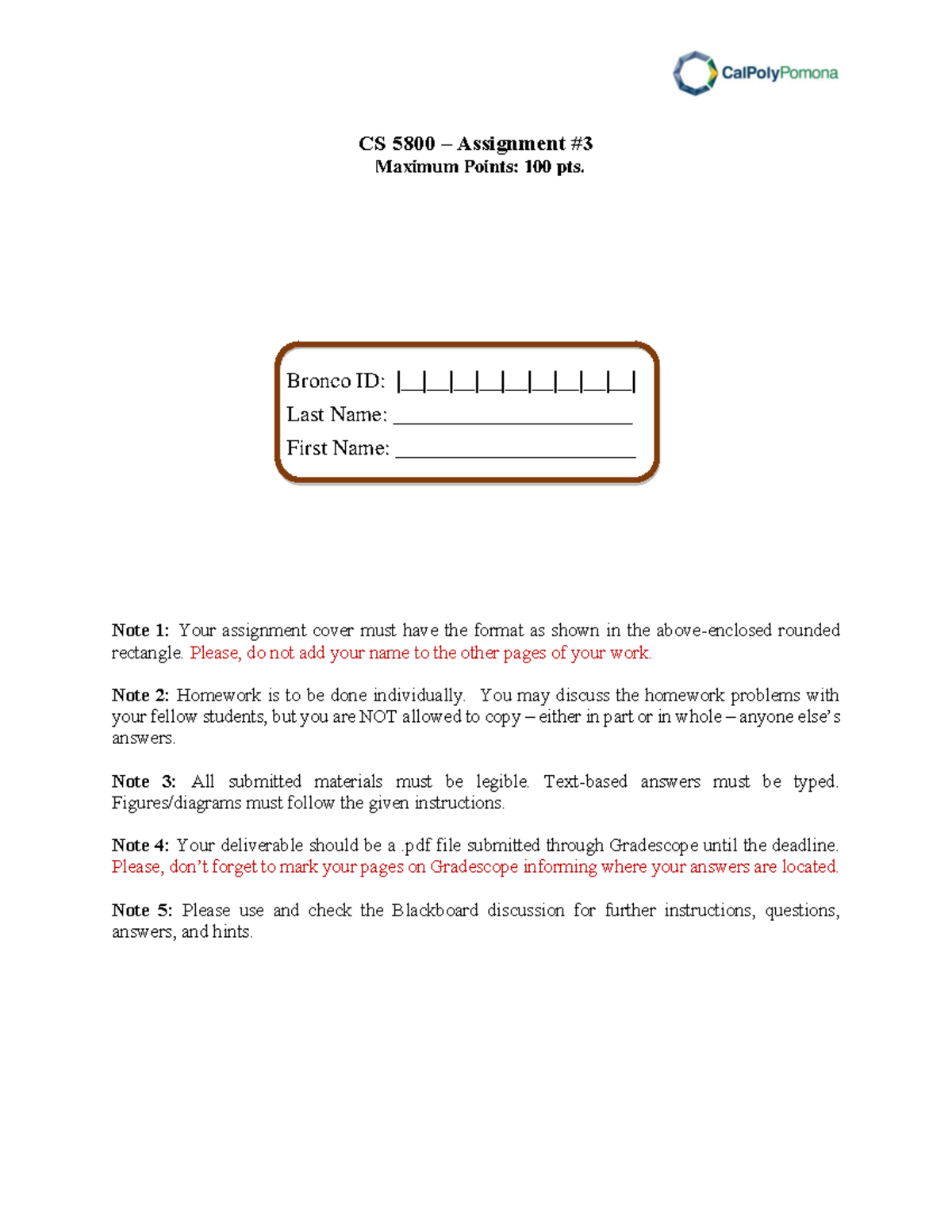 Assignment 3Solution - CS 5800 – Assignment Maximum Points: 100 pts. Bronco ID ...