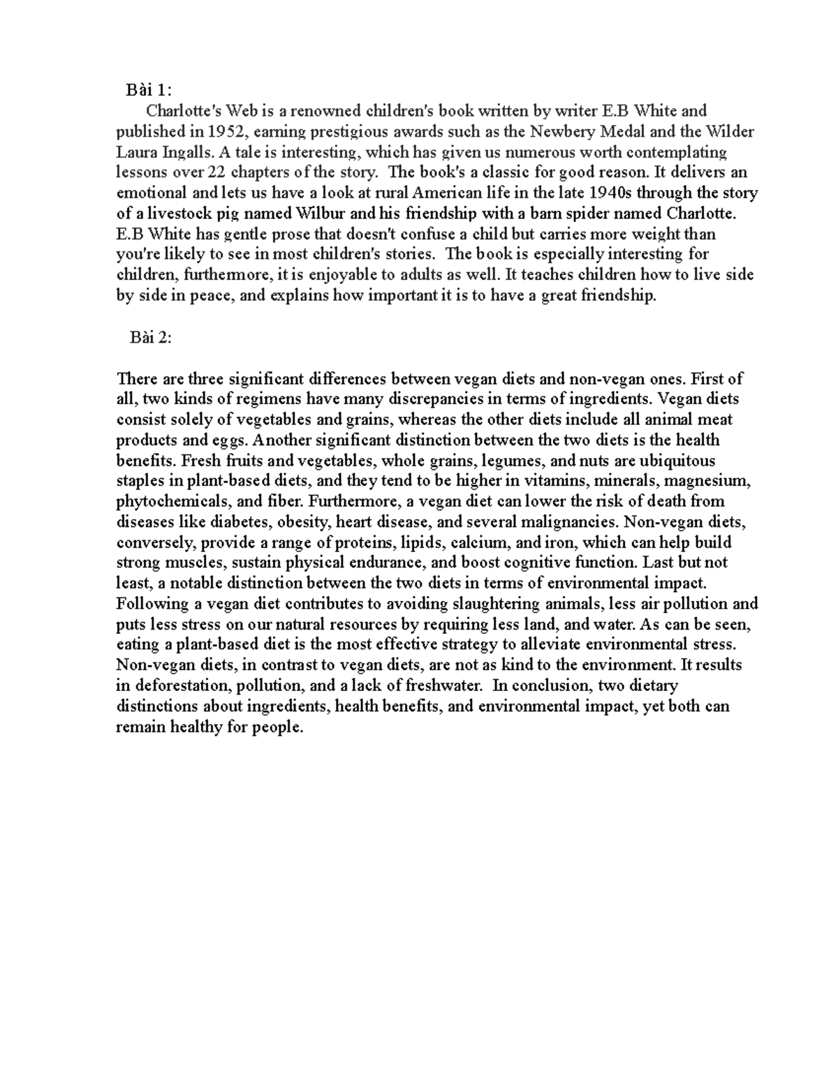 Writing about some skills - Bài 1: Charlotte's Web is a renowned ...