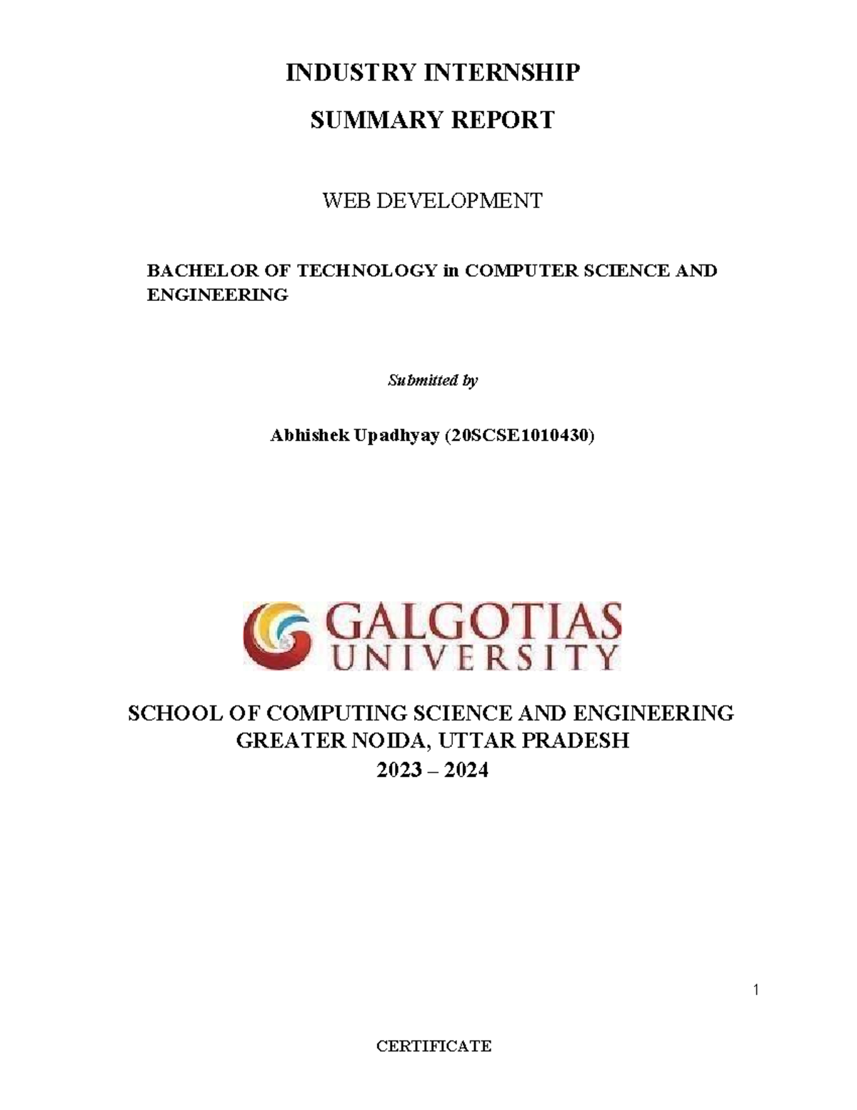 Web development report - INDUSTRY INTERNSHIP SUMMARY REPORT WEB ...