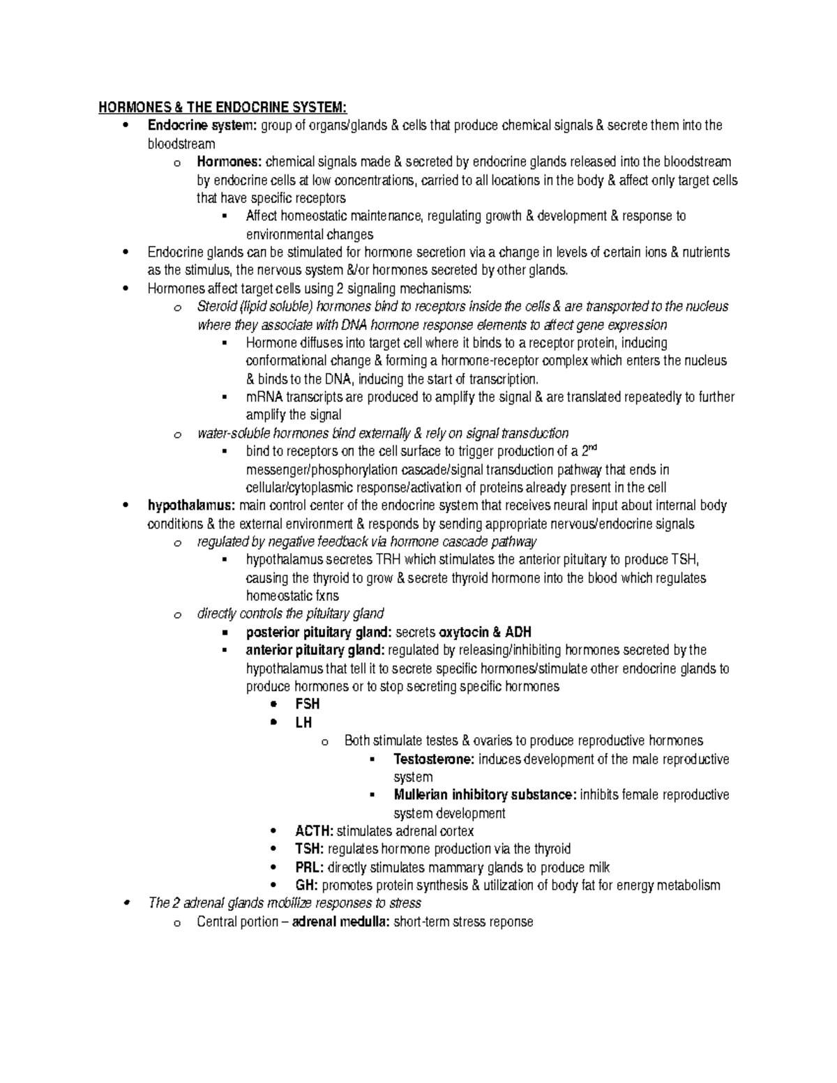 Hormones & the endocrine system - HORMONES & THE ENDOCRINE SYSTEM ...