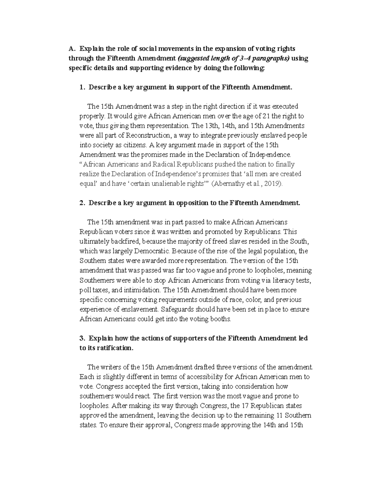 D267 Task 3 Passed - A. Explain the role of social movements in the ...