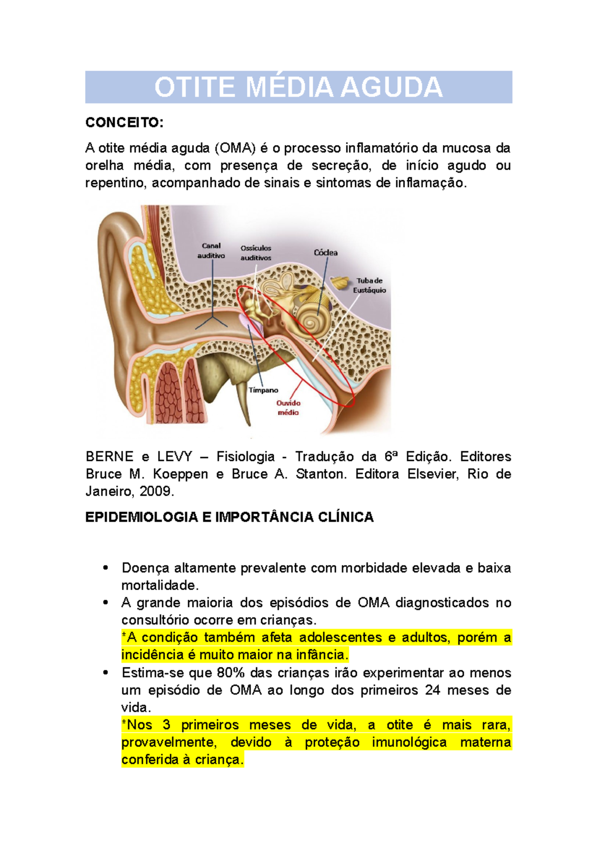 Otite Média Aguda - resumo do livro rotinas em otorrino - OTITE MÉDIA ...