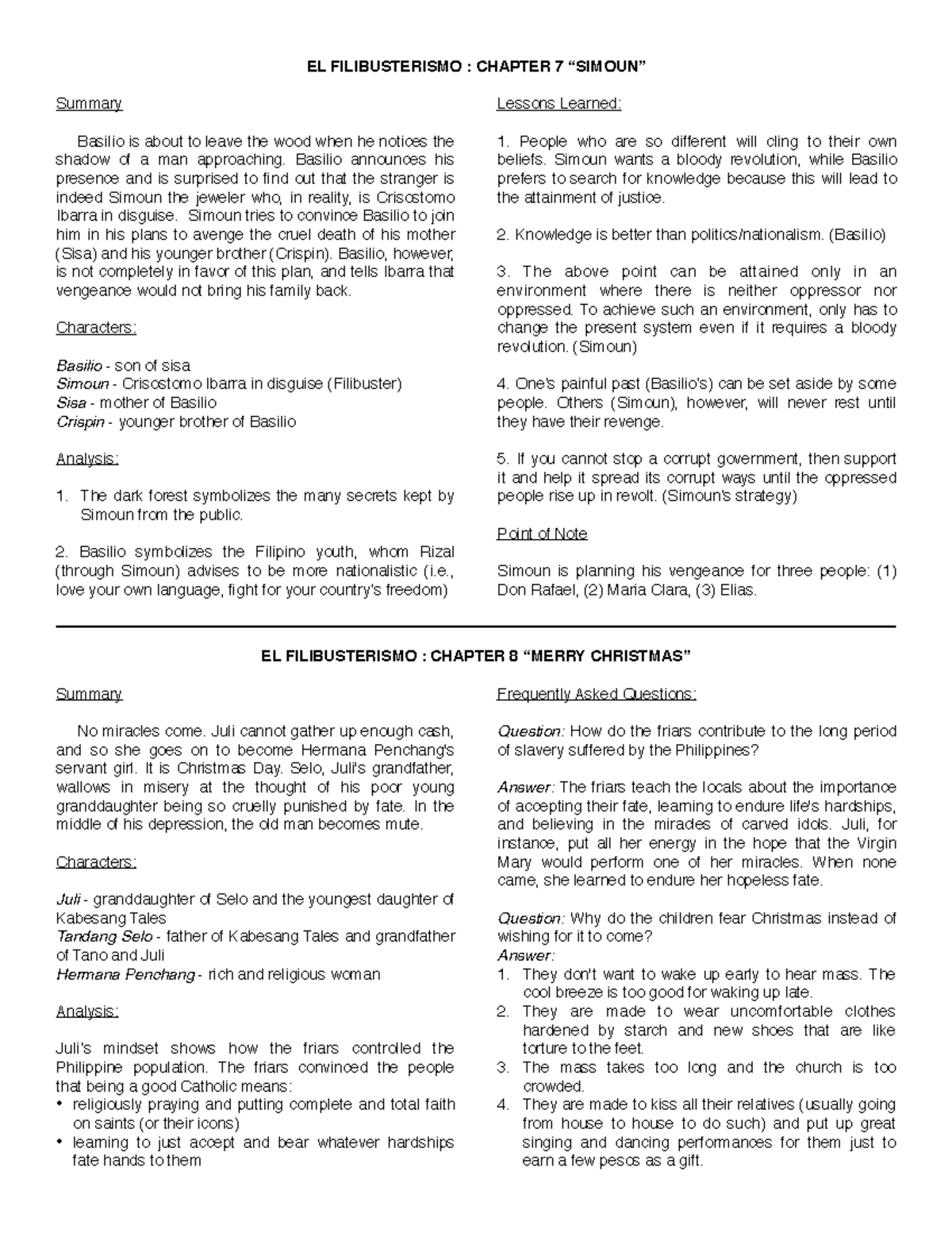Rizal El Filibusterismo Chapter 7 - EL FILIBUSTERISMO : CHAPTER 7 ...