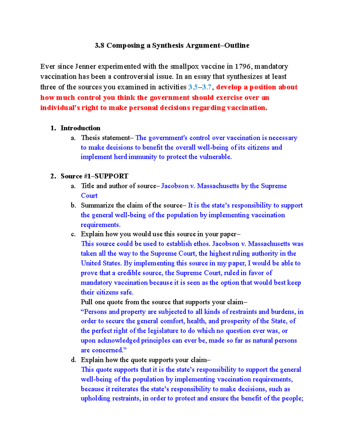 Composing a Synthesis Argument Outline - ENGL 4750 - UNC Charlotte ...