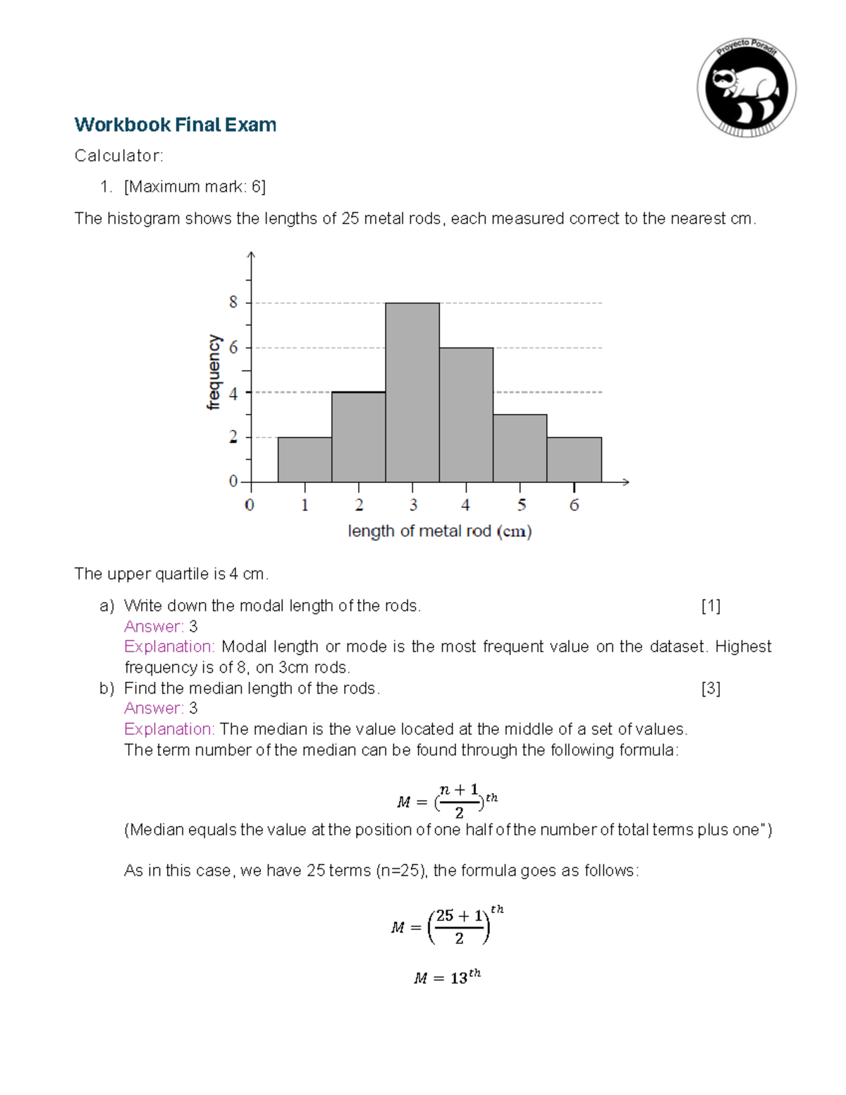Workbook Final Exam (without problem 3 and 7b) explained - Workbook ...