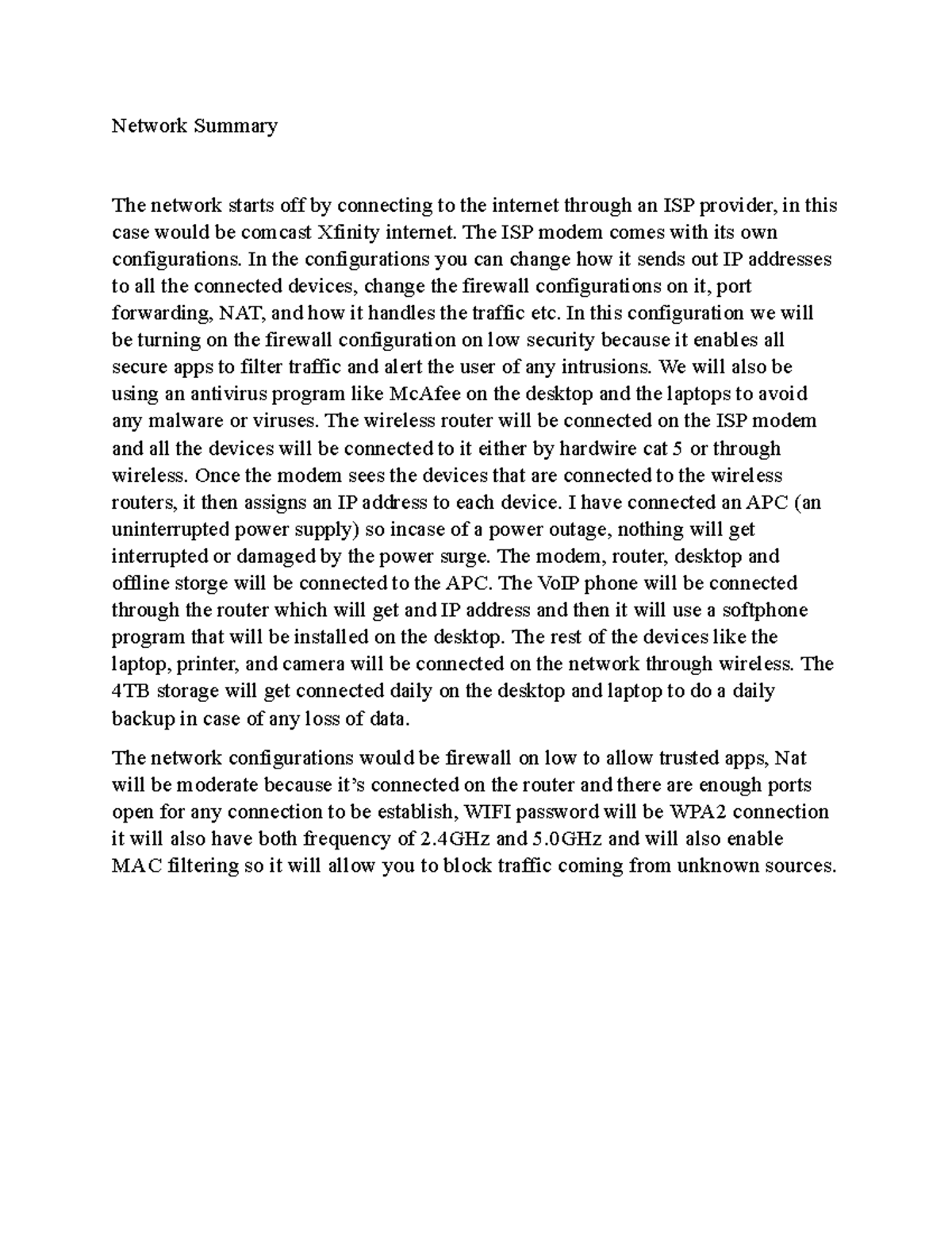 Network Summary - 3-2 assignment - Network Summary The network starts off by connecting to the ...