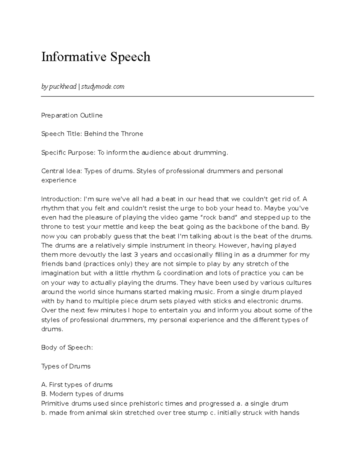 Informative Speech-12 07 2010 - Informative Speech puckhead studymode ...