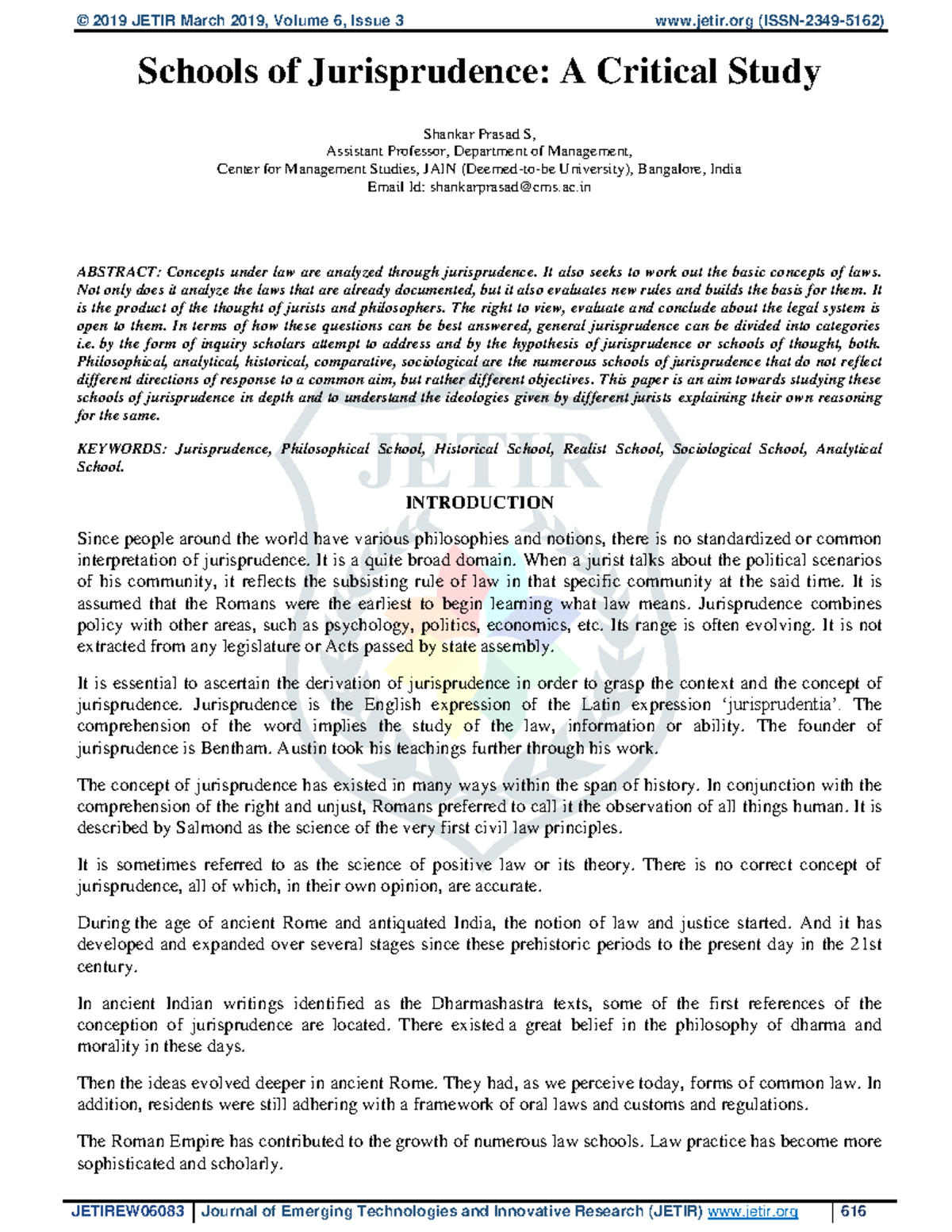 Schools of jurisprudence - ac ABSTRACT: Concepts under law are analyzed ...
