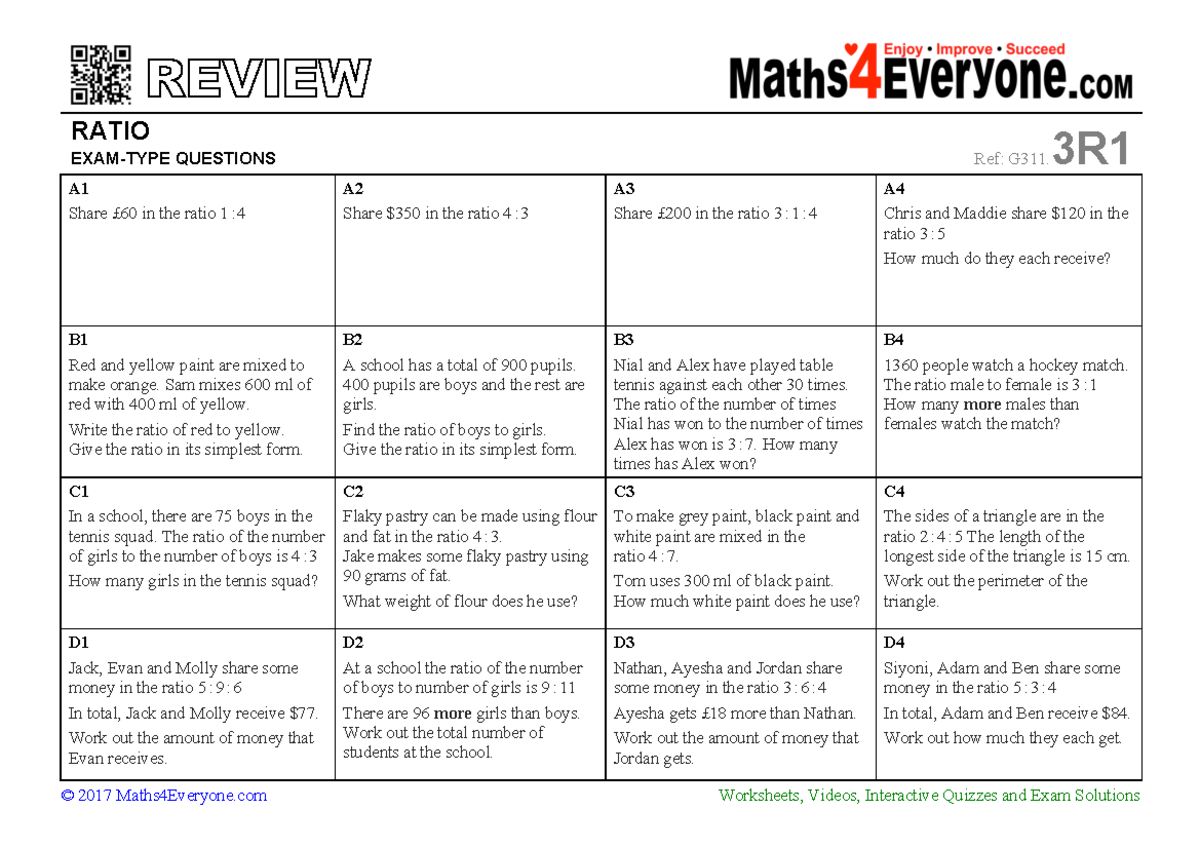 Ratio-20280 - qedascsdvsdv - RATIO EXAM-TYPE QUESTIONS Ref: G311. 3 R ...