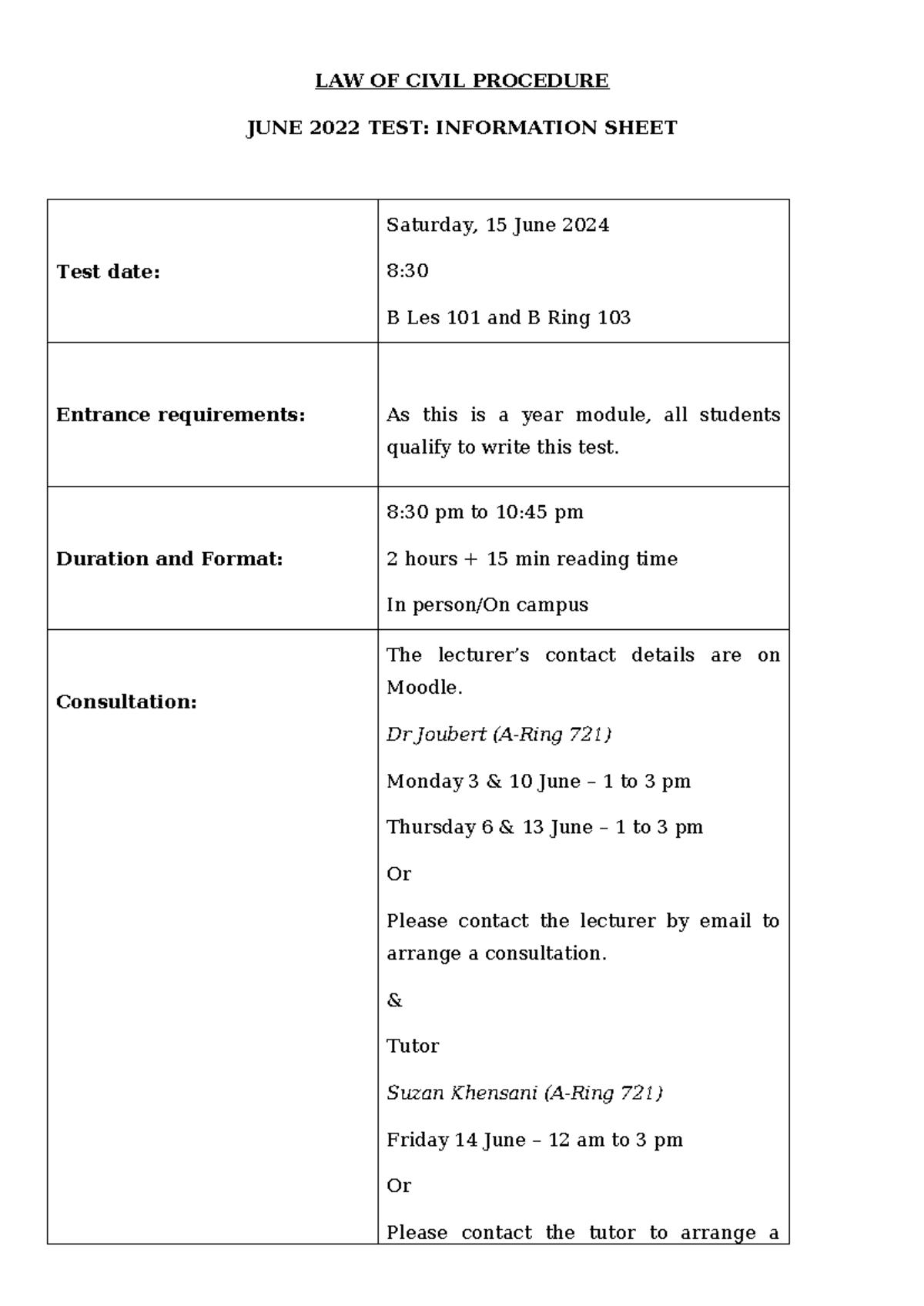 Practice Notes For Legal Questions - LAW OF CIVIL PROCEDURE JUNE 2022 ...