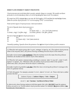 Notes on subject pronouns and present of regular -ar verbs (SPAN 2312 ...