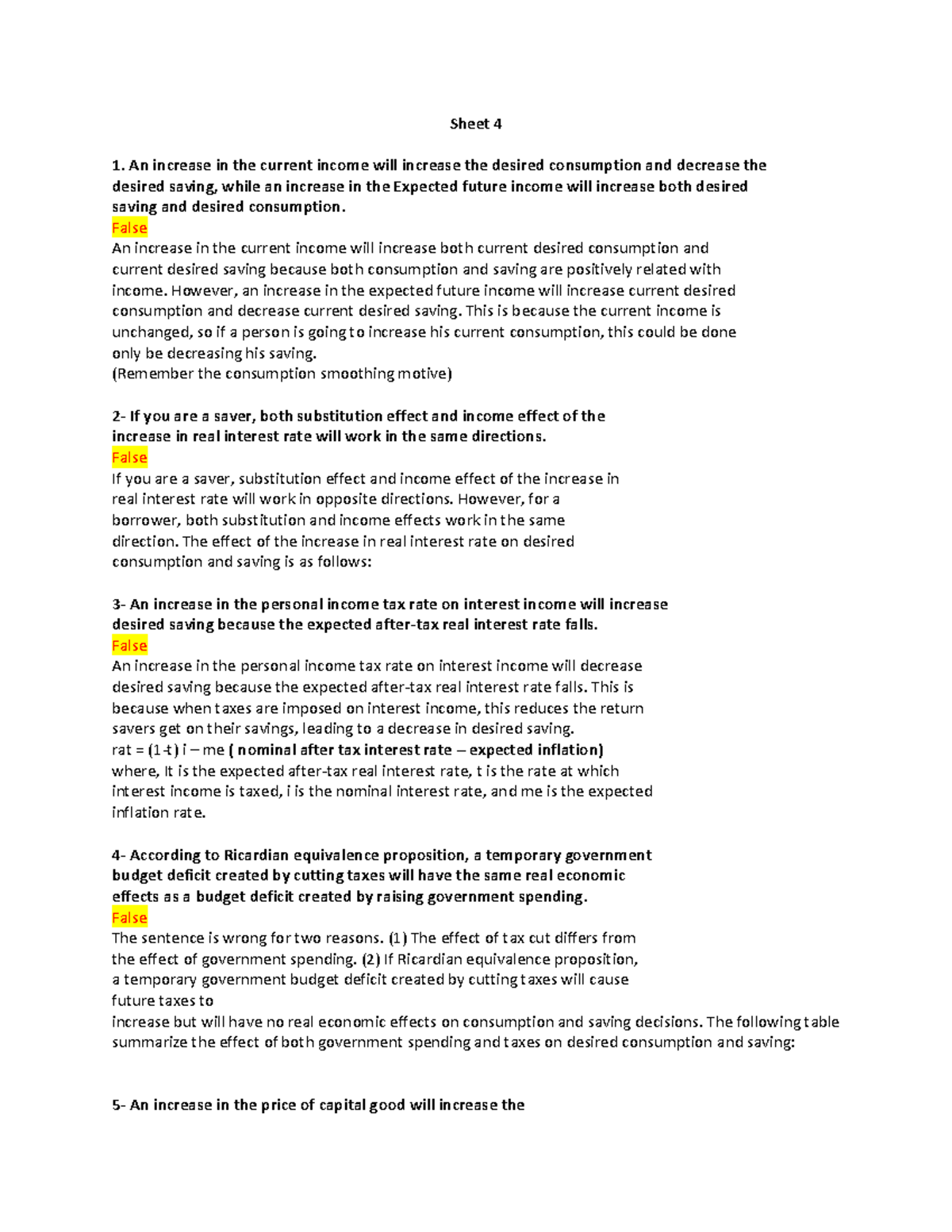 Sheet 4 - Tutorial questions - Sheet 4 1. An increase in the current ...