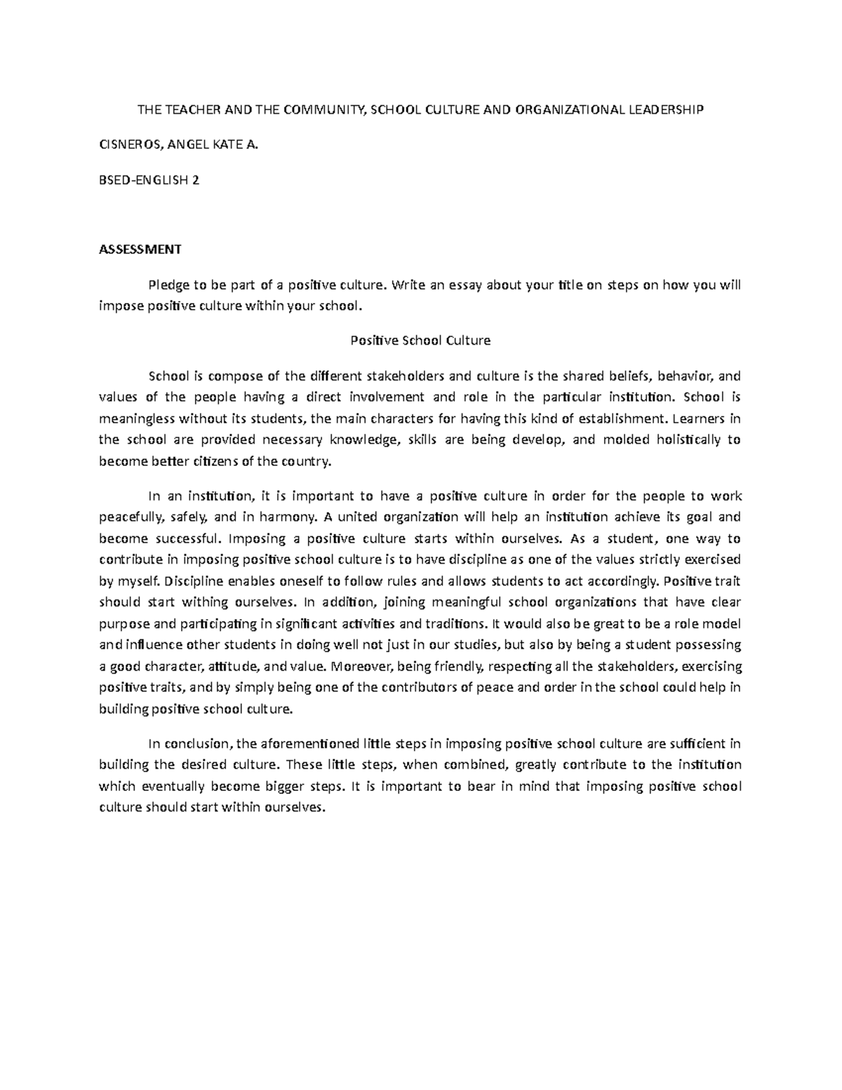 Essay on authentic Assessment - THE TEACHER AND THE COMMUNITY, SCHOOL ...