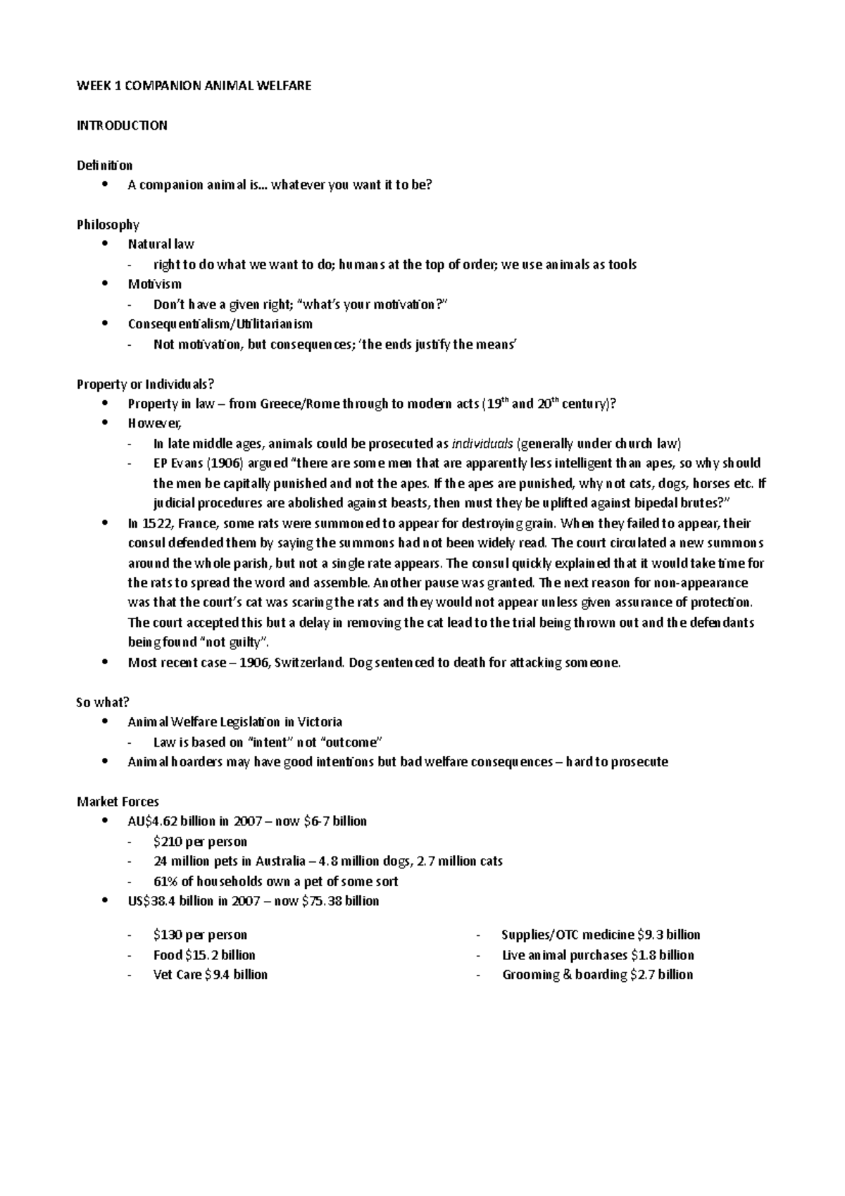 ANSC20005 lecture Notes - WEEK 1 COMPANION ANIMAL WELFARE INTRODUCTION ...