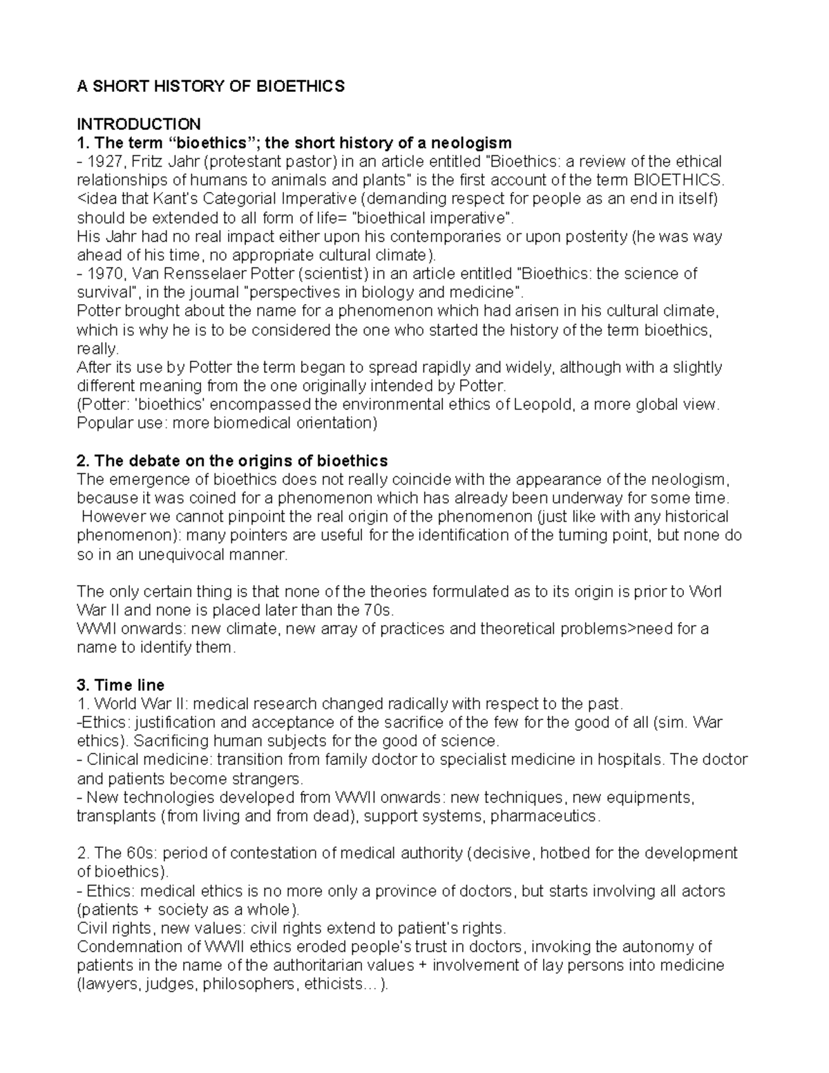 A Short History of Bioethics - A SHORT HISTORY OF BIOETHICS ...