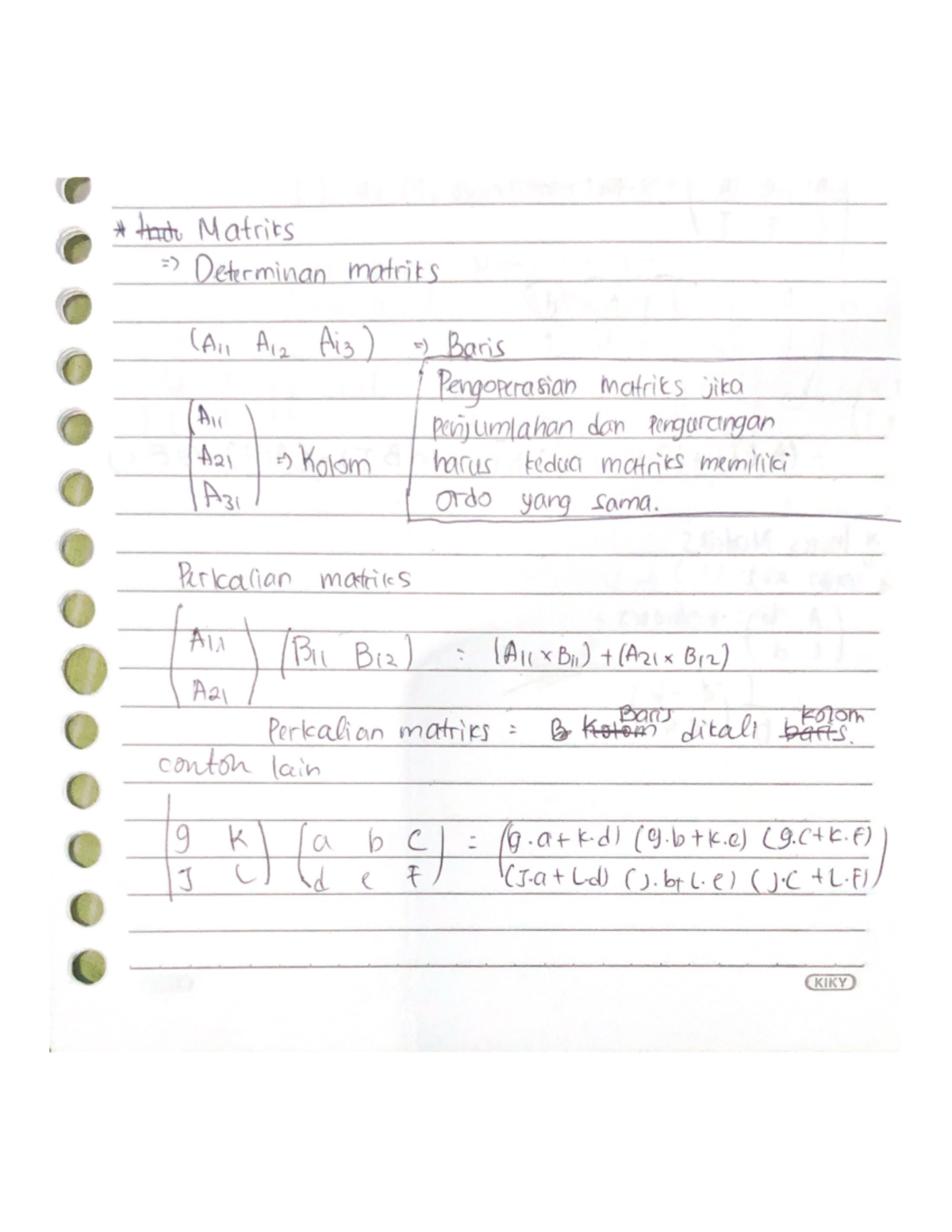 Matriks - Matematika Dasar 1 - Studocu
