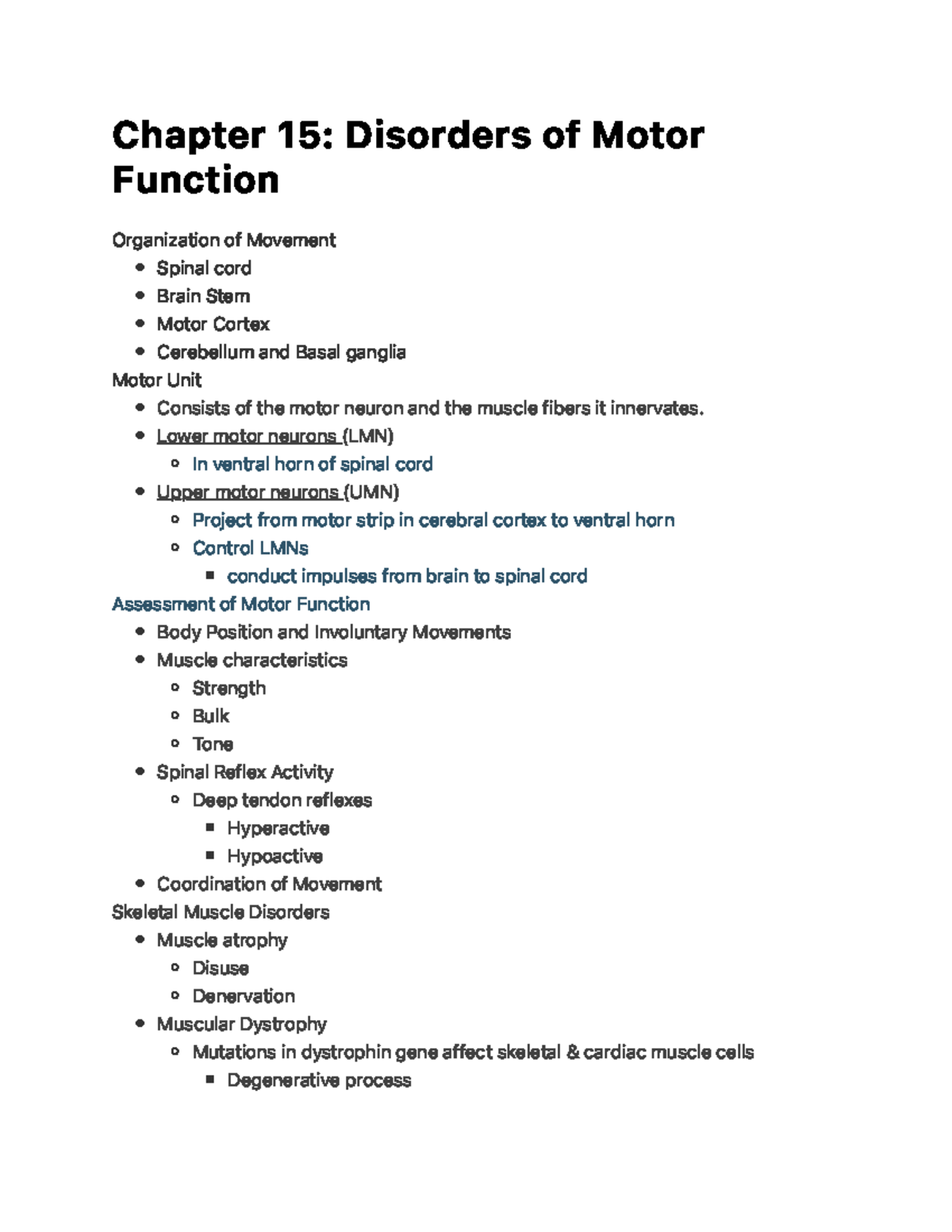 Chapter 15 Disorders of Motor Function - C h a p te r 1 5 : D i s o rd ...
