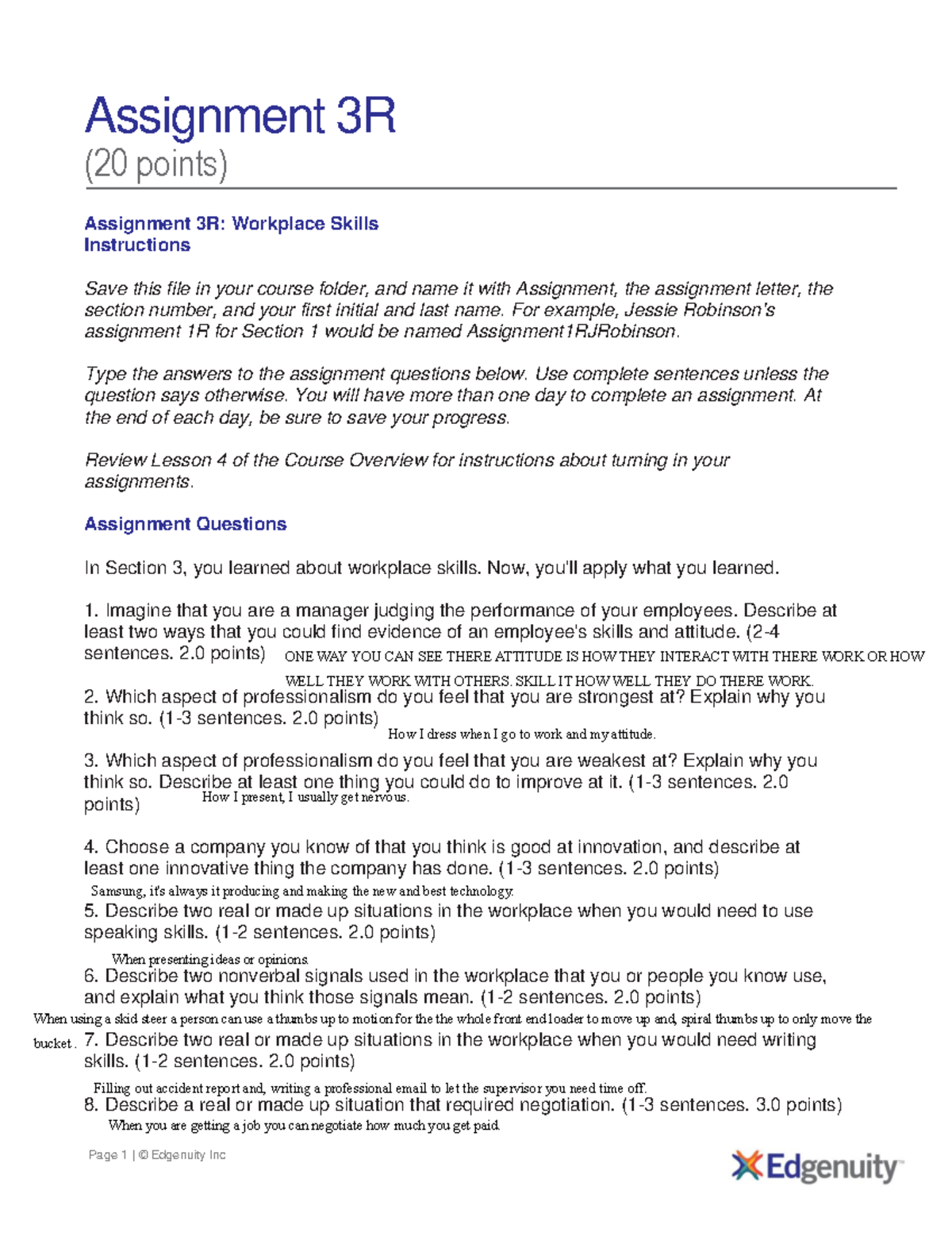 Assignment 3RDOlivas - dsf - Page 1 | © Edgenuity Inc Assignment 3R (20 points) Assignment 3R ...