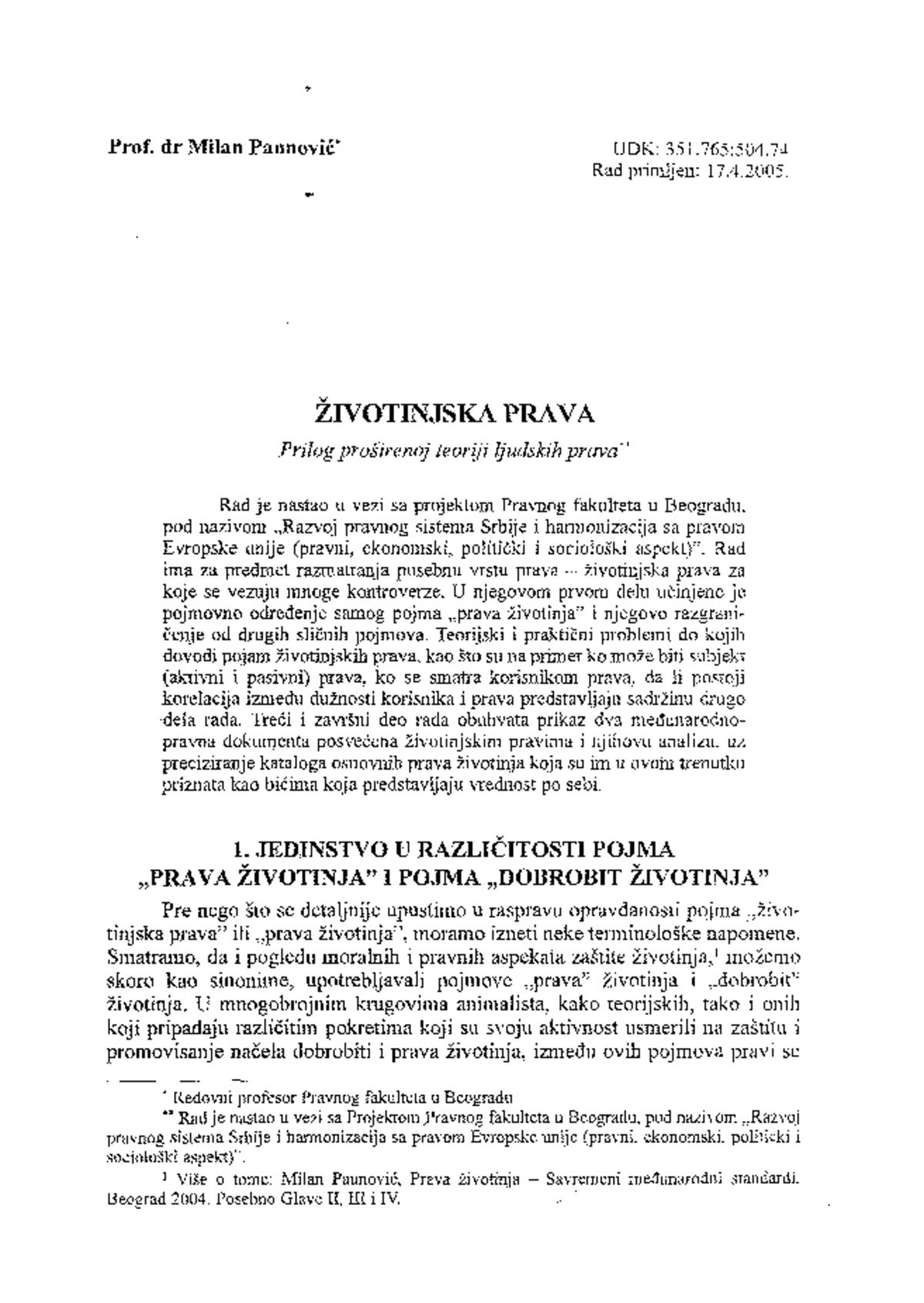 0039-21380503009 P - Prof. dr Milan PaunoviC* UDK: 351:504. Rad ...