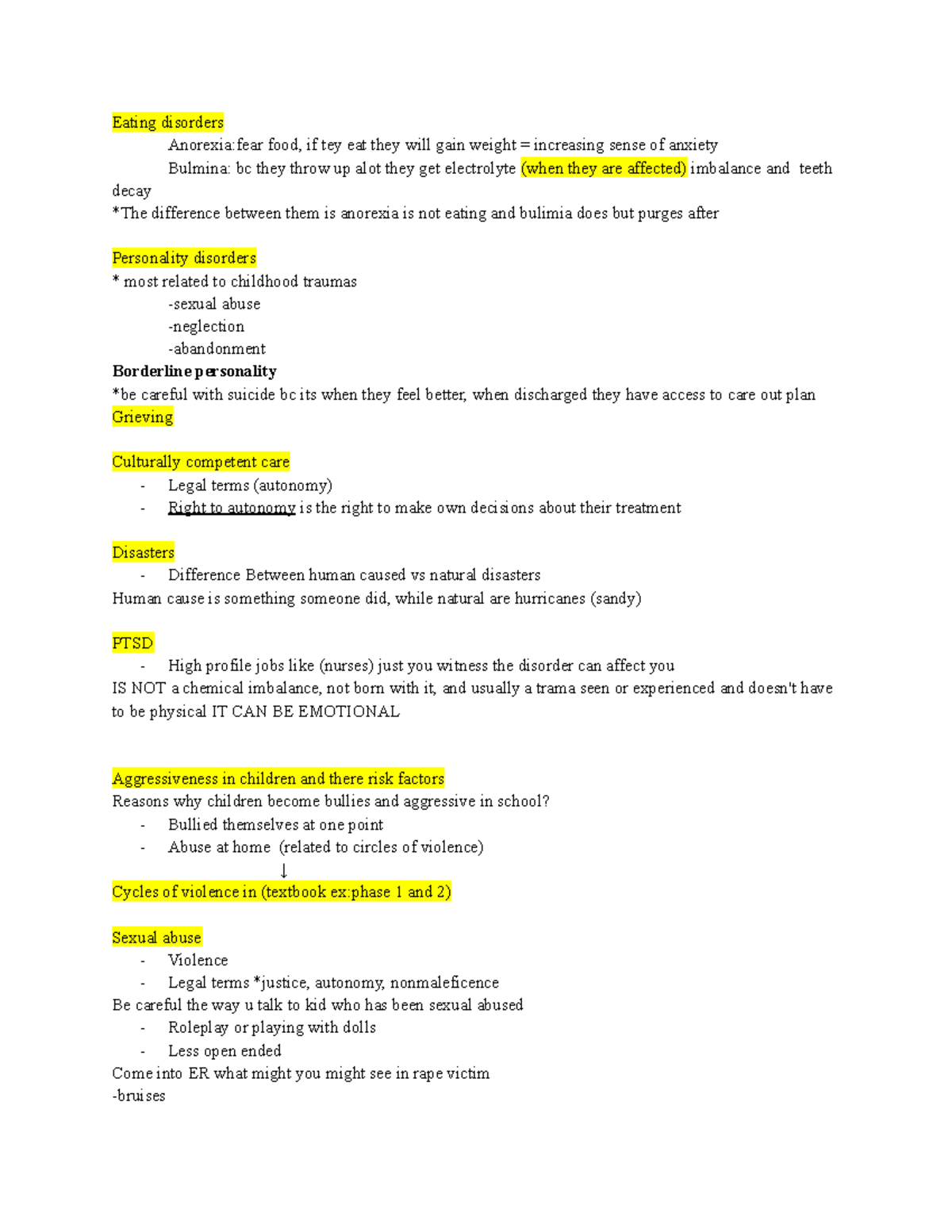 Pysch exam 3 study guide - Eating disorders Anorexia:fear food, if tey ...