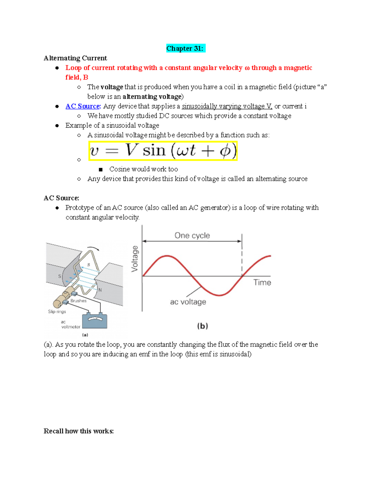 Chapter 31 Alternating Current - Chapter 31: Alternating Current Loop ...