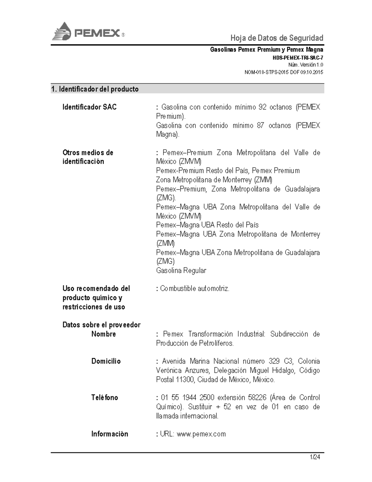 Magna HDS - hds - Gasolinas Pemex Premium y Pemex Magna HDS-PEMEX-TRI ...