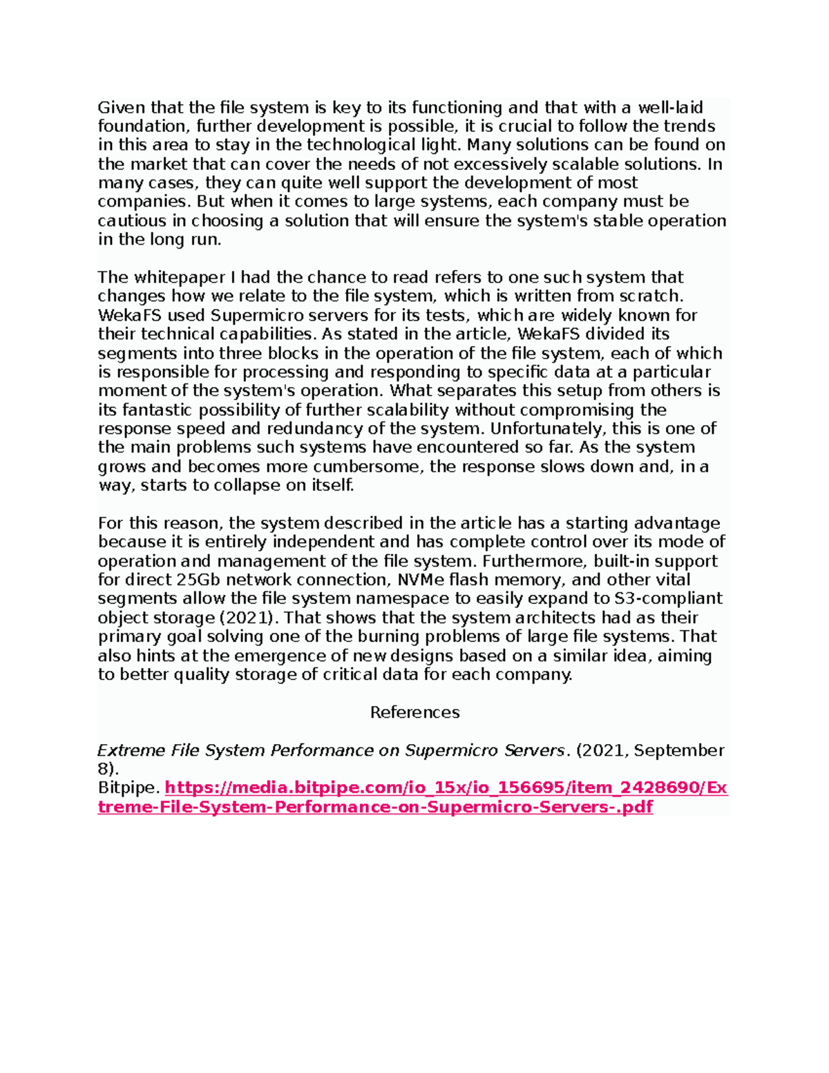 Dic Forum- CS3307 Unit 5 - Given that the file system is key to its ...