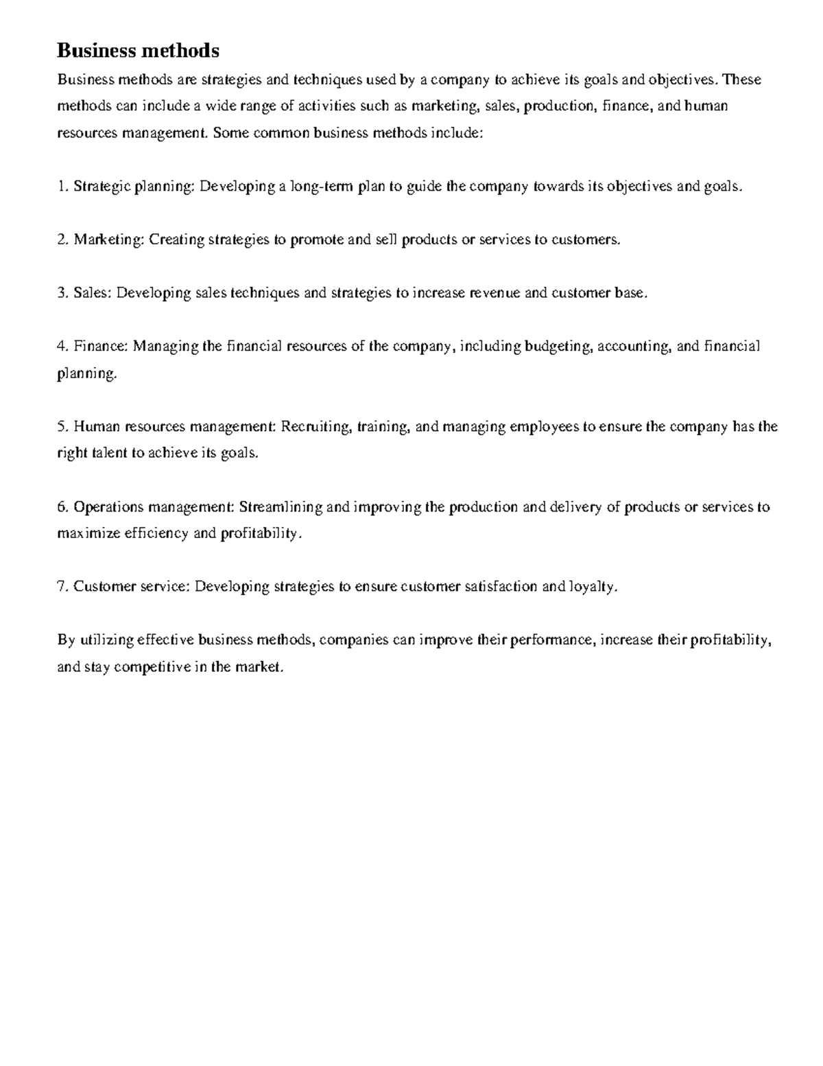 A - business management - Business methods Business methods are ...