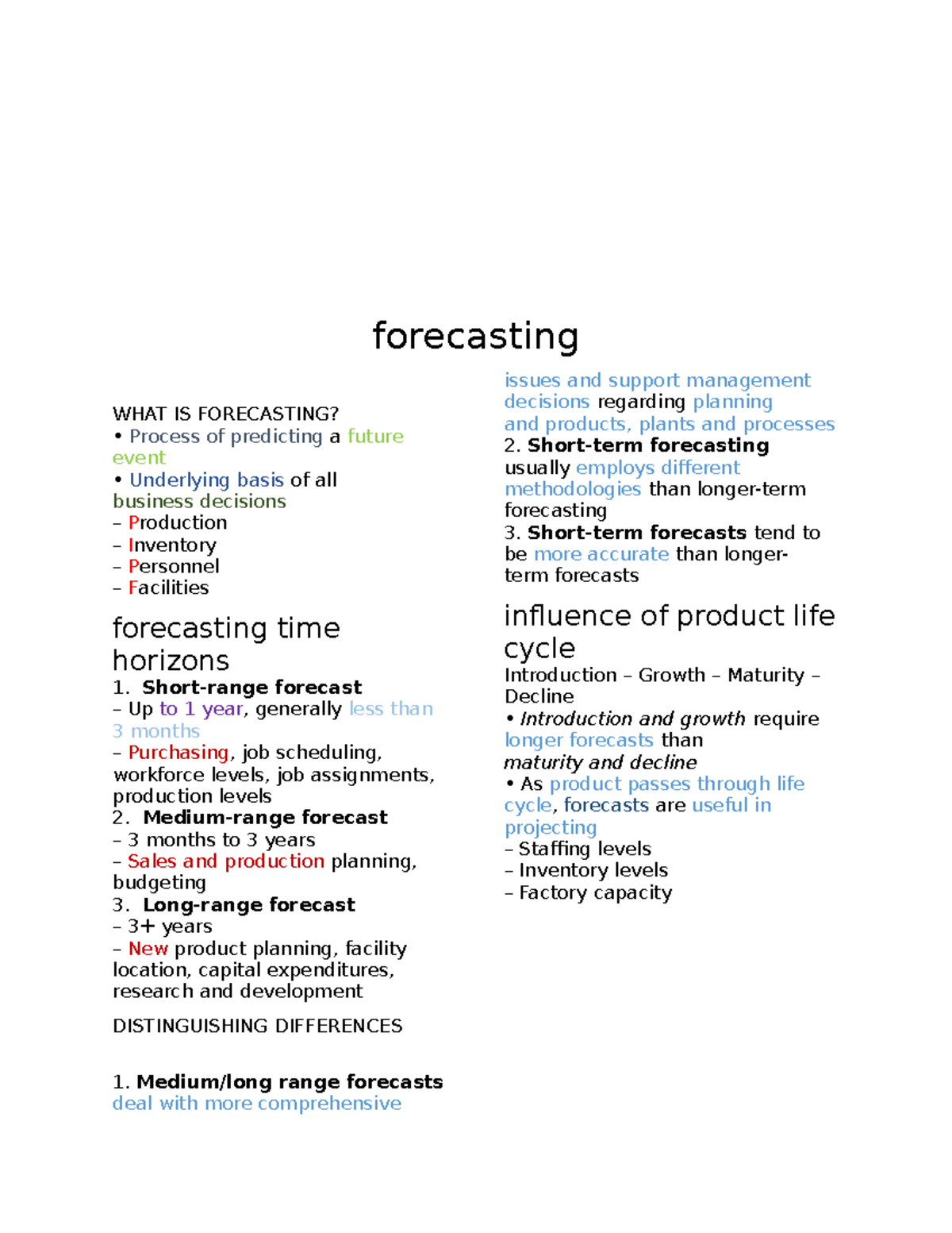 Forecasting - forecasting WHAT IS FORECASTING? Process of predicting a ...