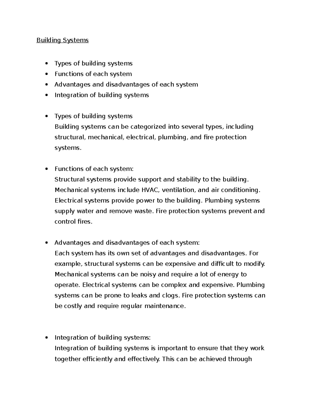 Building Systems - personal notes - Building Systems Types of building ...