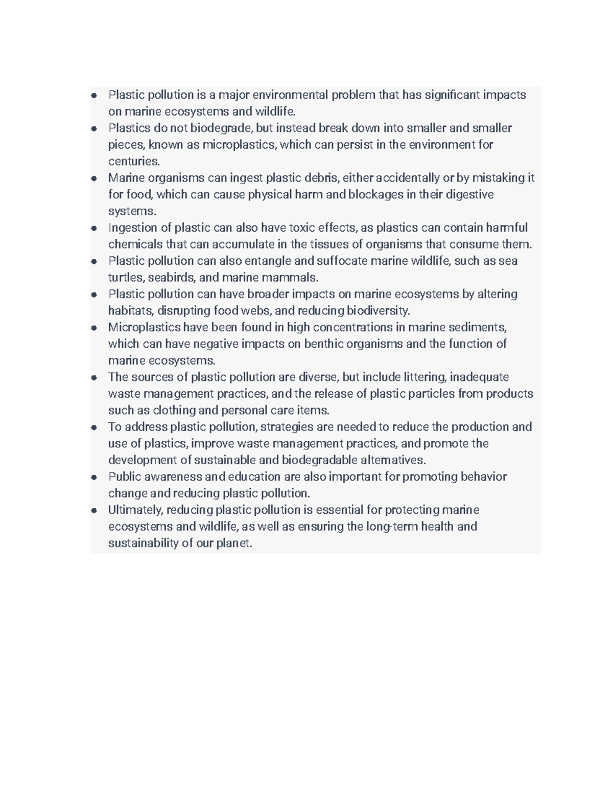 Plastic Pollution Notes - Plastic pollution is a major environmental ...