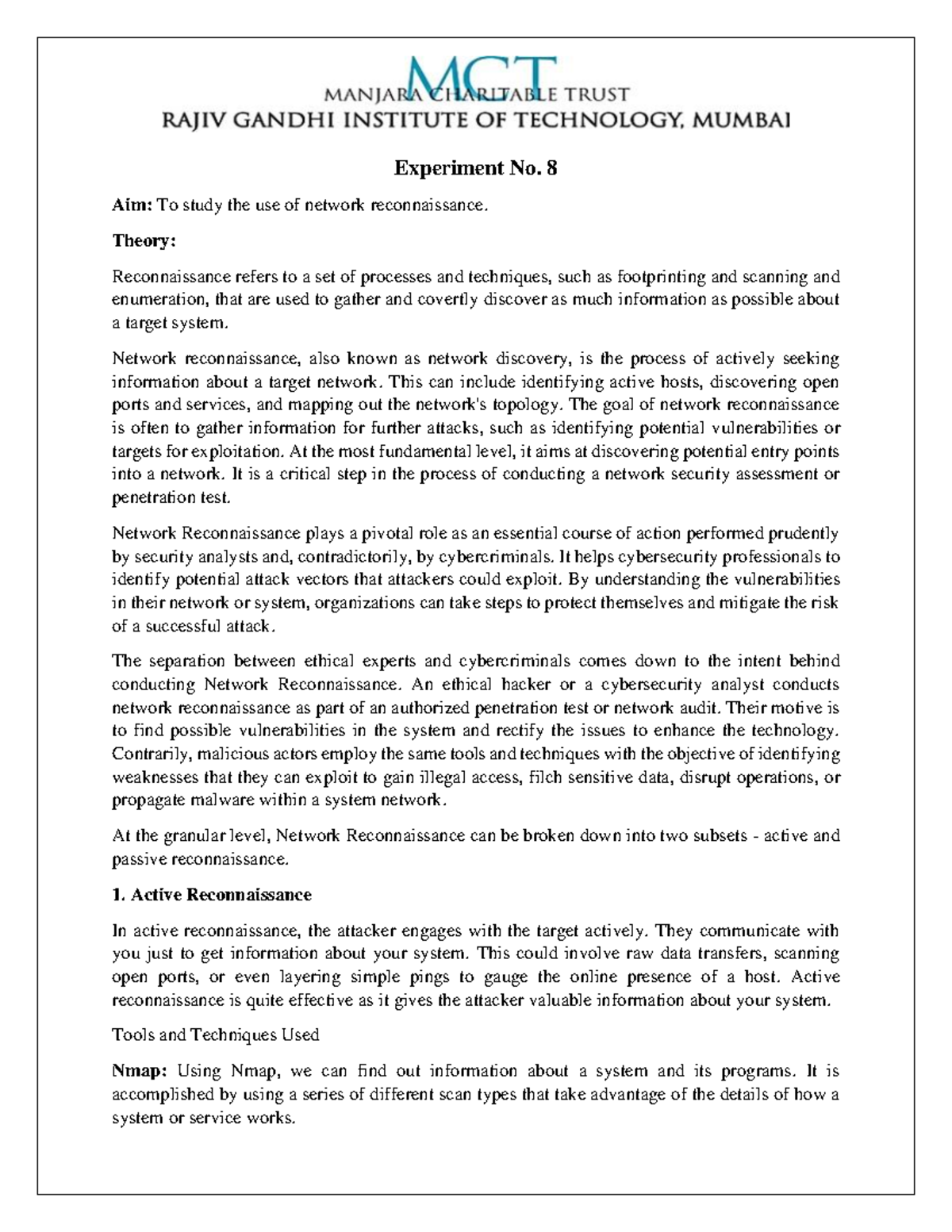 Exp8css - notes - Experiment No. 8 Aim: To study the use of network ...