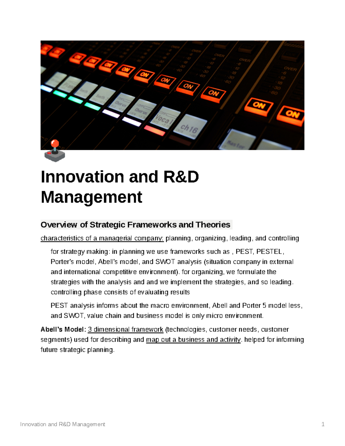 Innovation and RD Management - R Innovation and R&D Management Overview ...