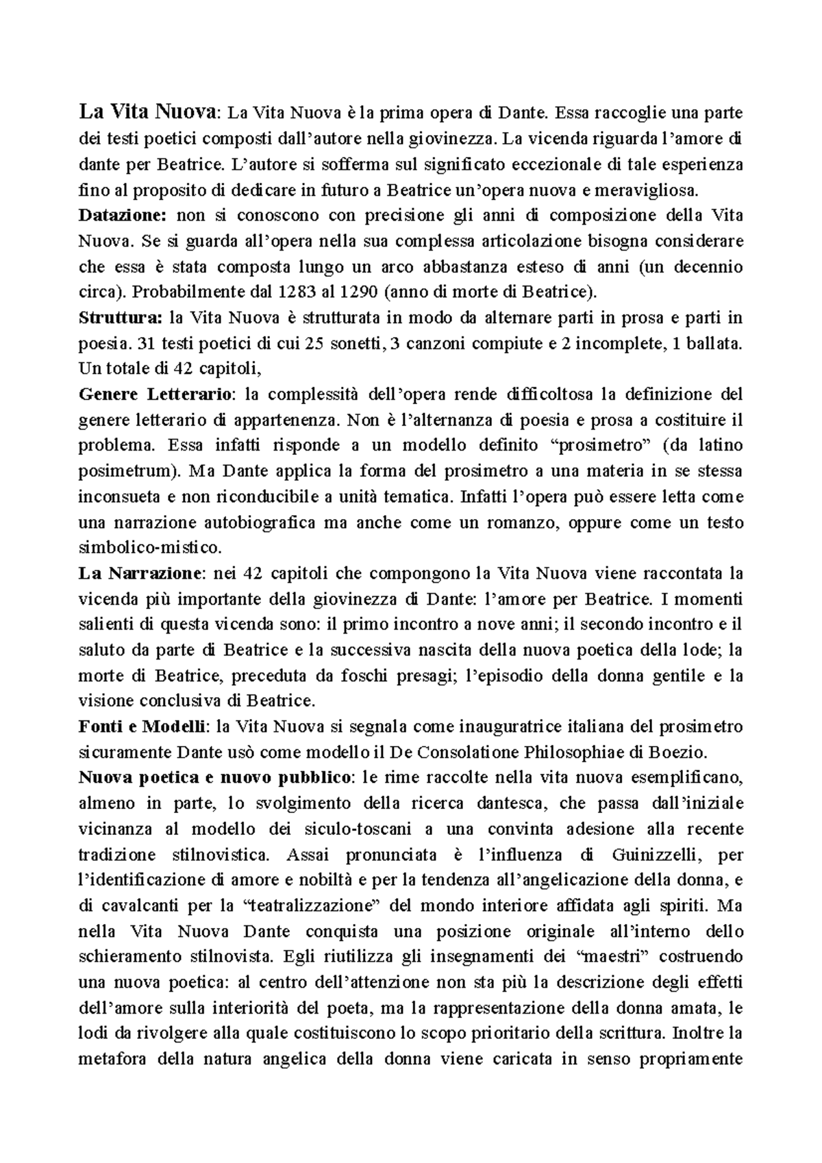 LA VITA Nuova DI Dante - La Vita Nuova: La Vita Nuova è la prima opera ...