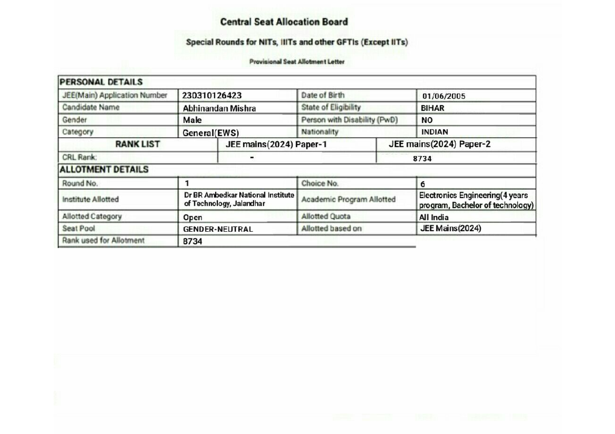 Imgtopdf 0508241551058 - Central Seat Allocation Board Special Rounds ...