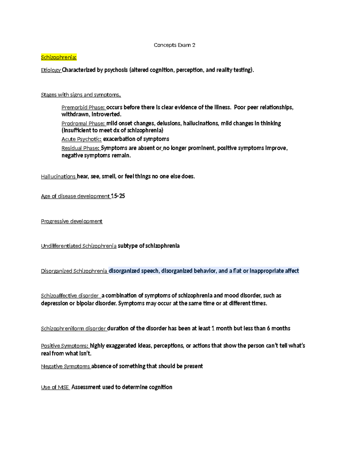 MHConcepts Exam 2 - Exam 2 concept guide. Know your meds. Read ATI ch. 13-15 for exam2 ...