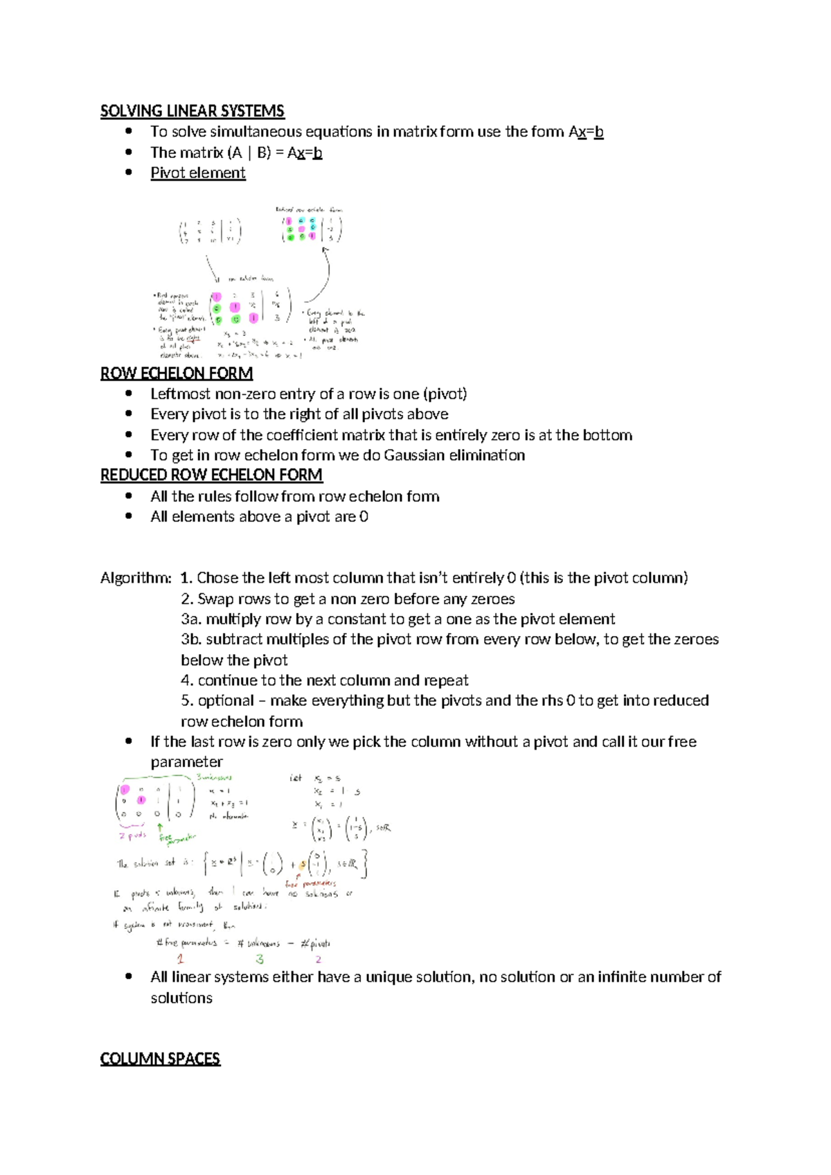 MATH1015 - Lecture 3 - Notes for week 3 - SOLVING LINEAR SYSTEMS To ...