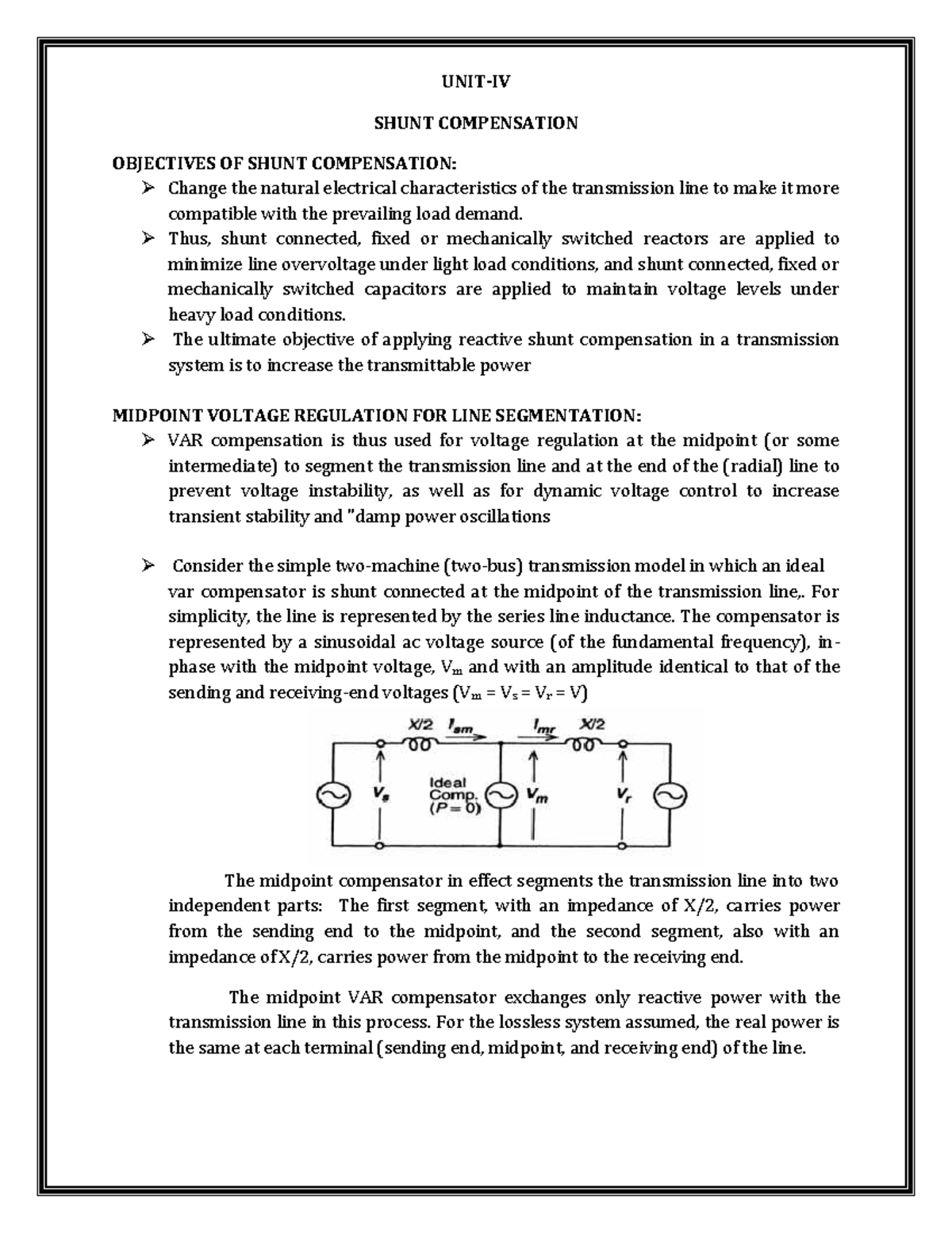 4-shunt-compensation 102409 - UNIT-IV SHUNT COMPENSATION OBJECTIVES OF ...