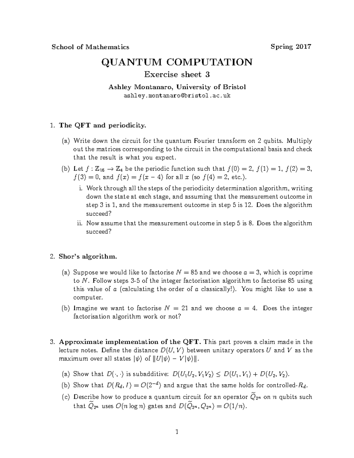 MATHM0023 2016-2017 Problem Sheet 3 - Spring 2017 School of Mathematics ...