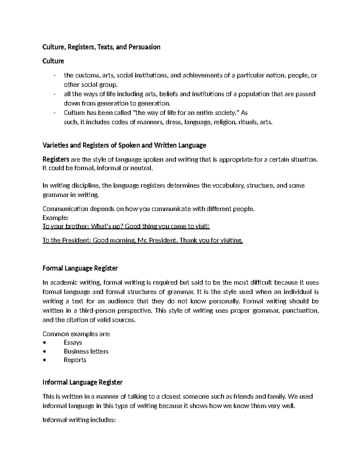 4Register Text and Culture - Culture, Registers, Texts, and Persuasion ...